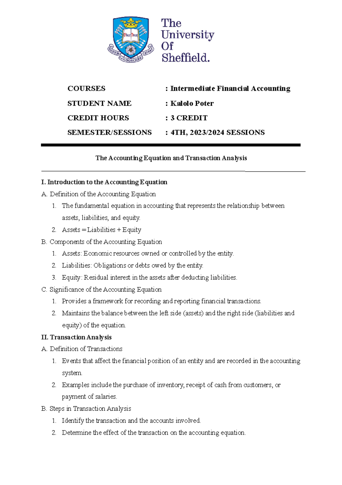 The Accounting Equation and Transaction Analysis - Introduction to the ...