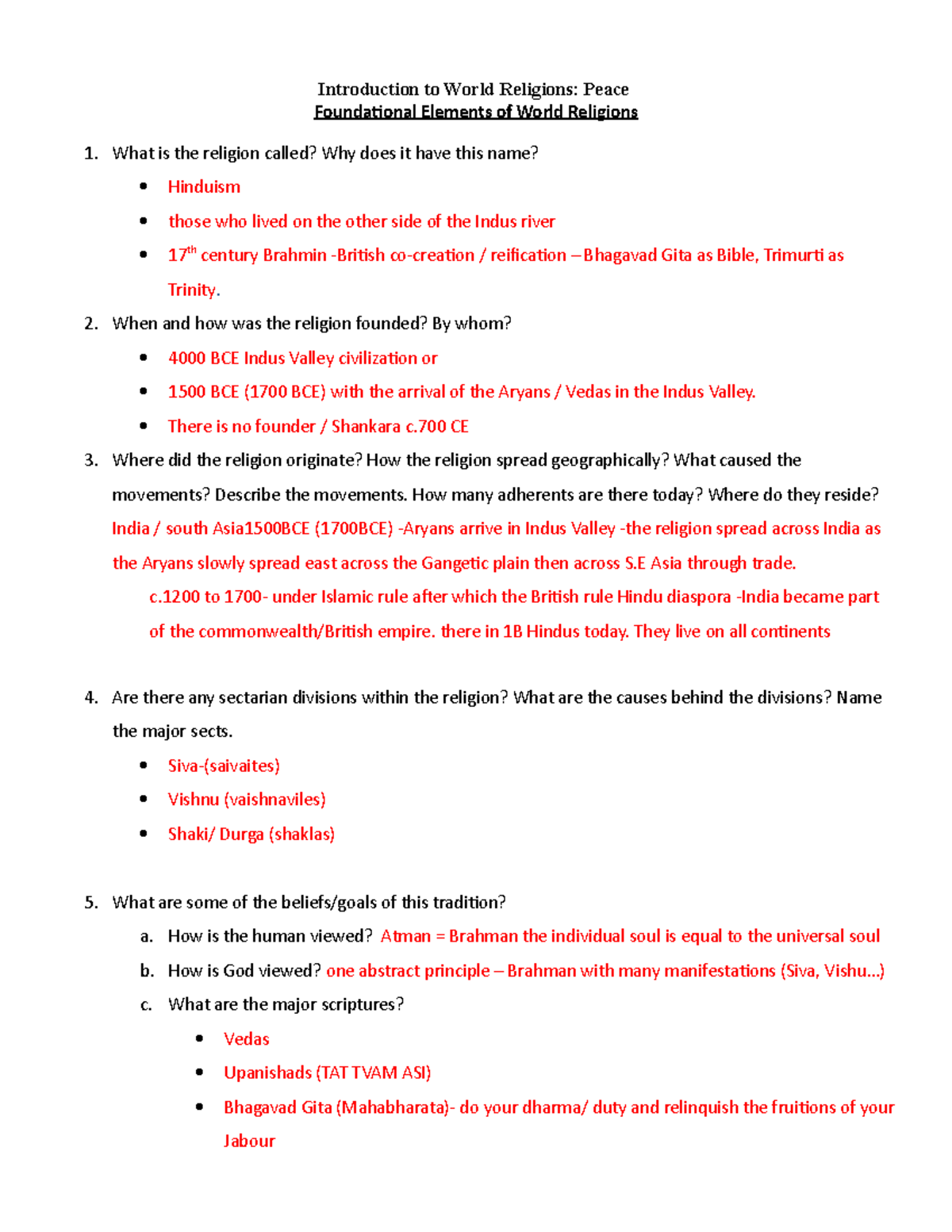 Foundational Elements - Hinduism - Introduction to World Religions ...