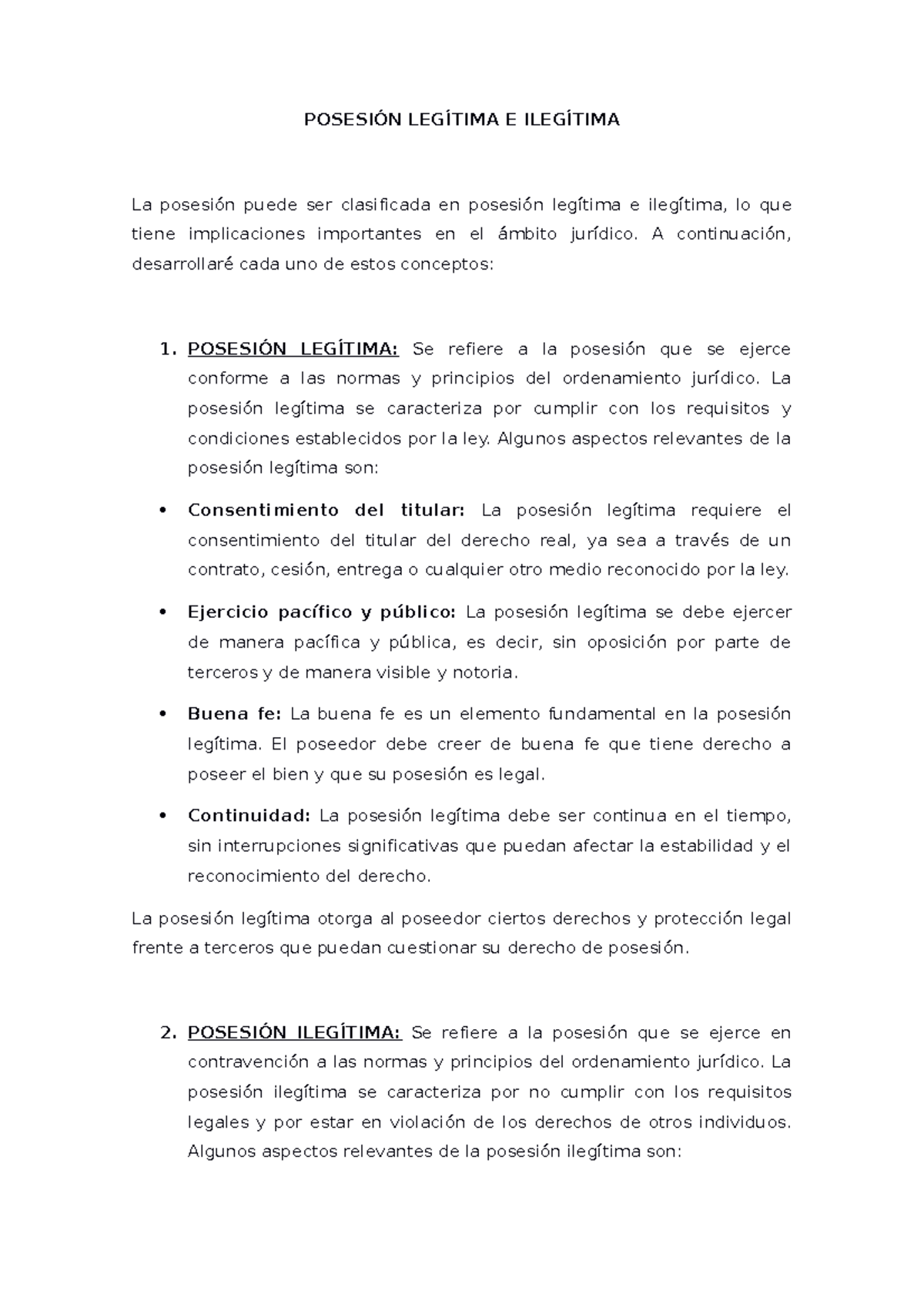 Posesion Legitima E Ilegitima - Antero Gallardo - POSESIÓN LEGÍTIMA E ...