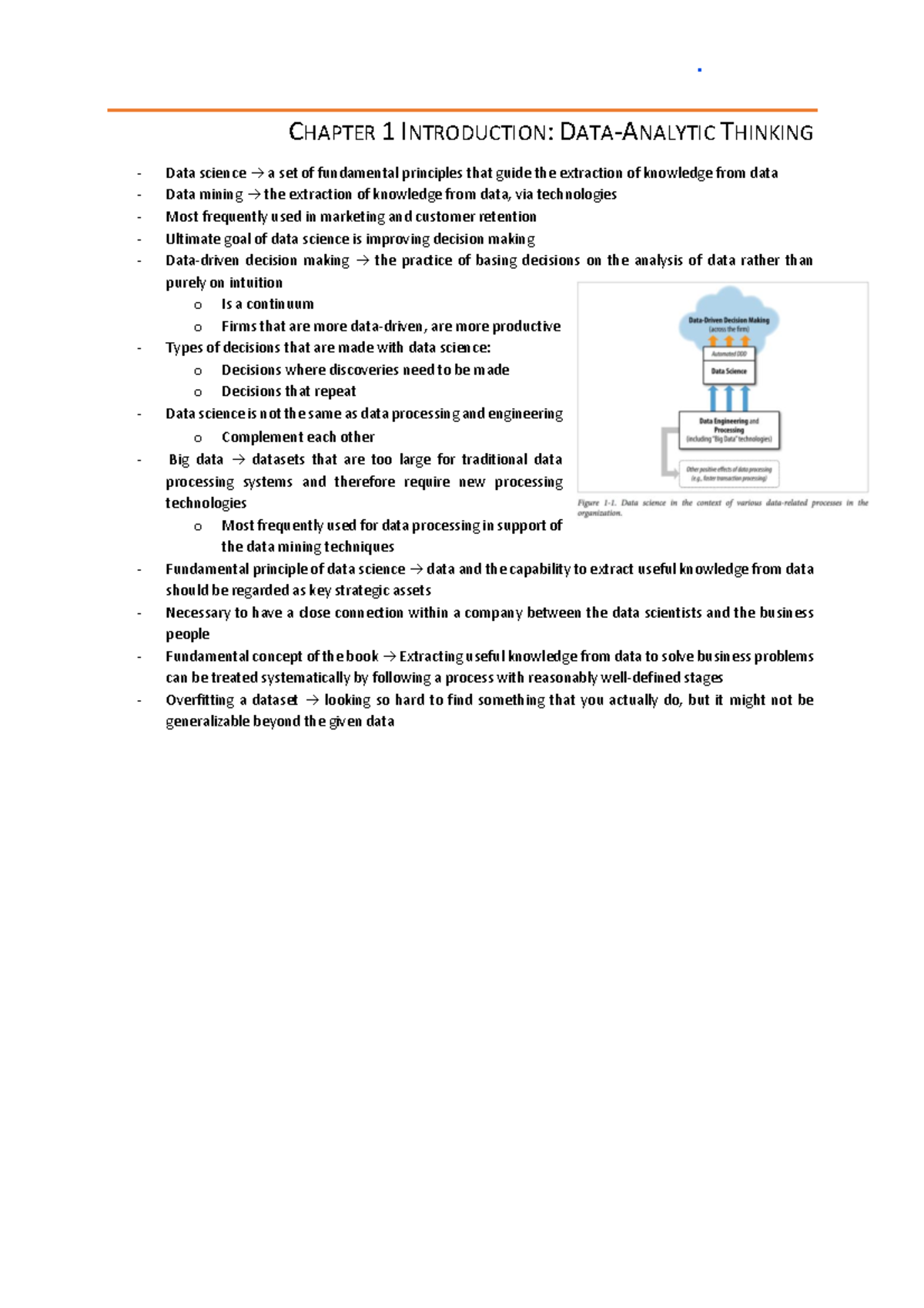 Summary Data Science For Business - CHAPTER 1 INTRODUCTION: DATA ...