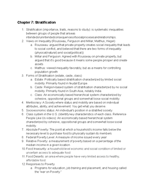 SOCI 101 ch. 4 - notes based on the textbook "You May Ask Yourself" by ...