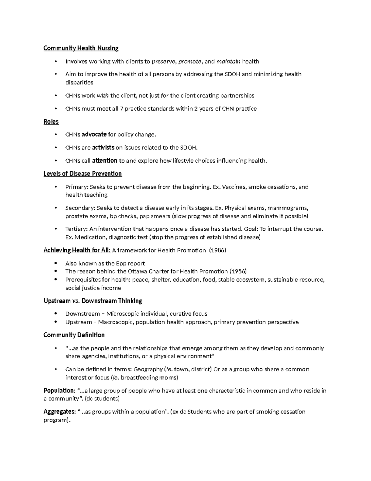 Community Health Nursing.docx - Community Health Nursing Involves ...