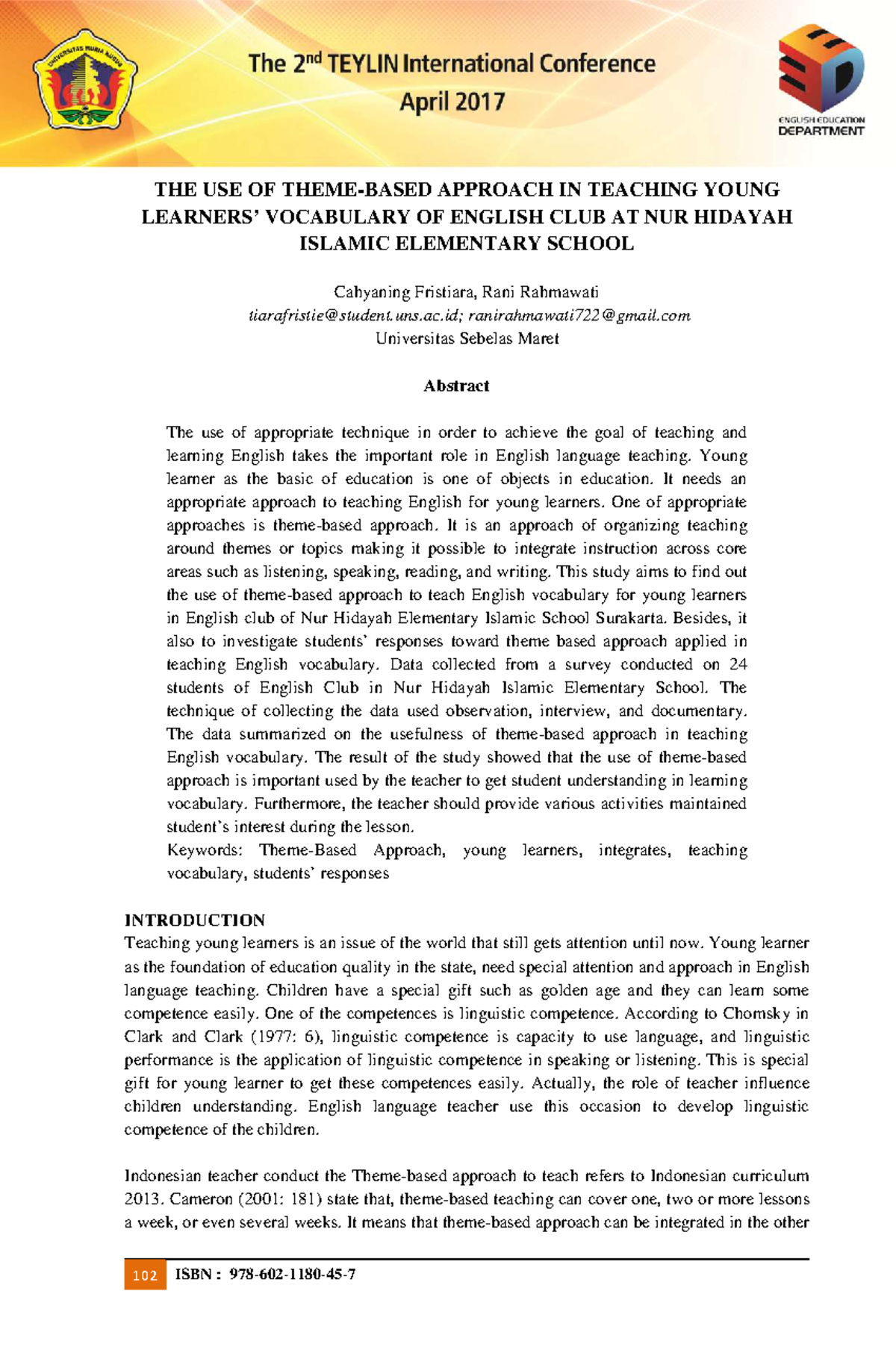 The Use of Theme Based Approach in Teach - April 2017 THE USE OF THEME ...