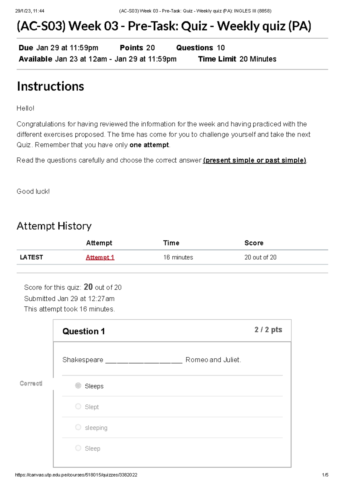 Ac S03 Week 03 Pre Task Quiz Weekly Quiz Pa Ingles Iii 8858