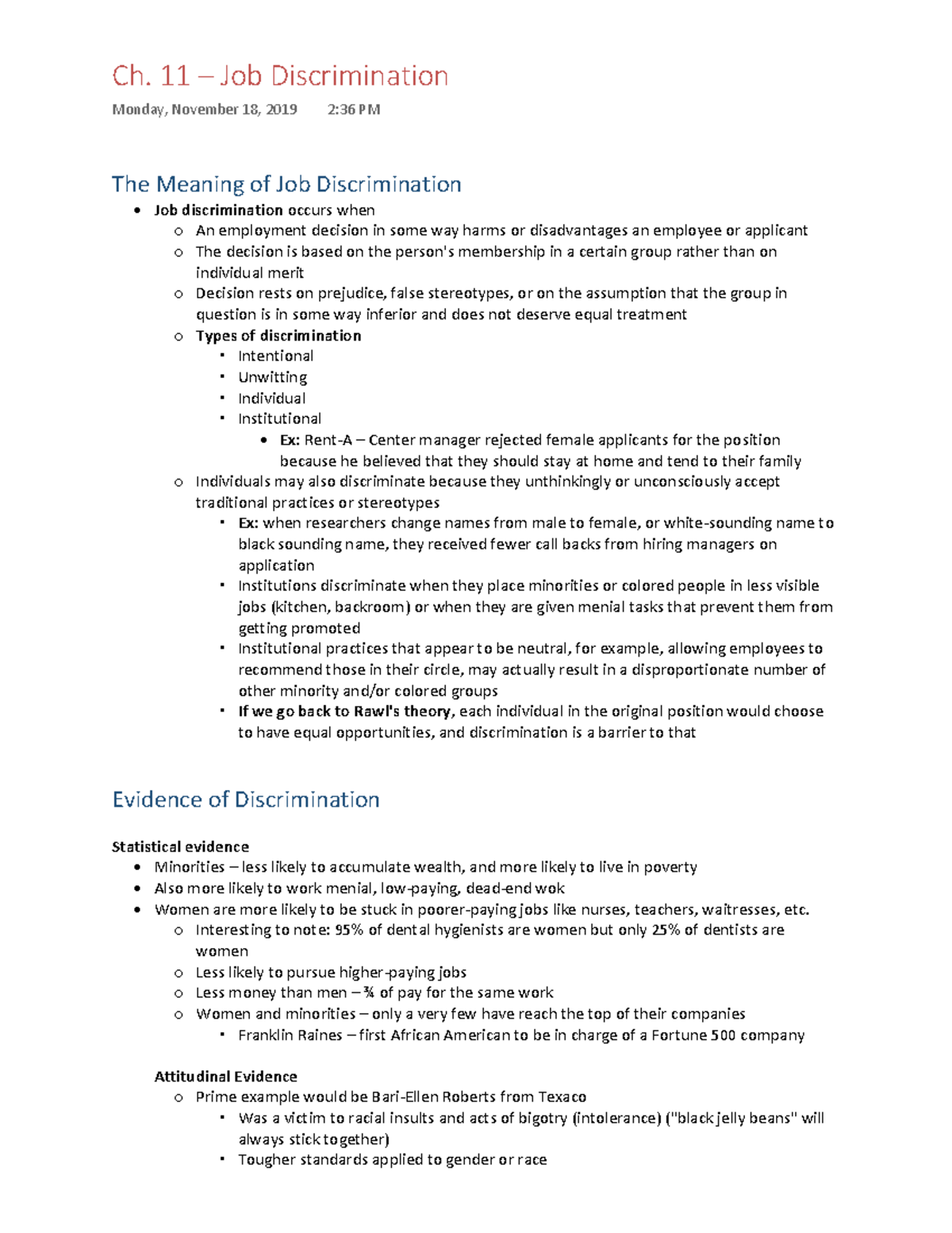 Ch. 11 Job Discrimination - Summary Moral Issues in Business - Warning ...