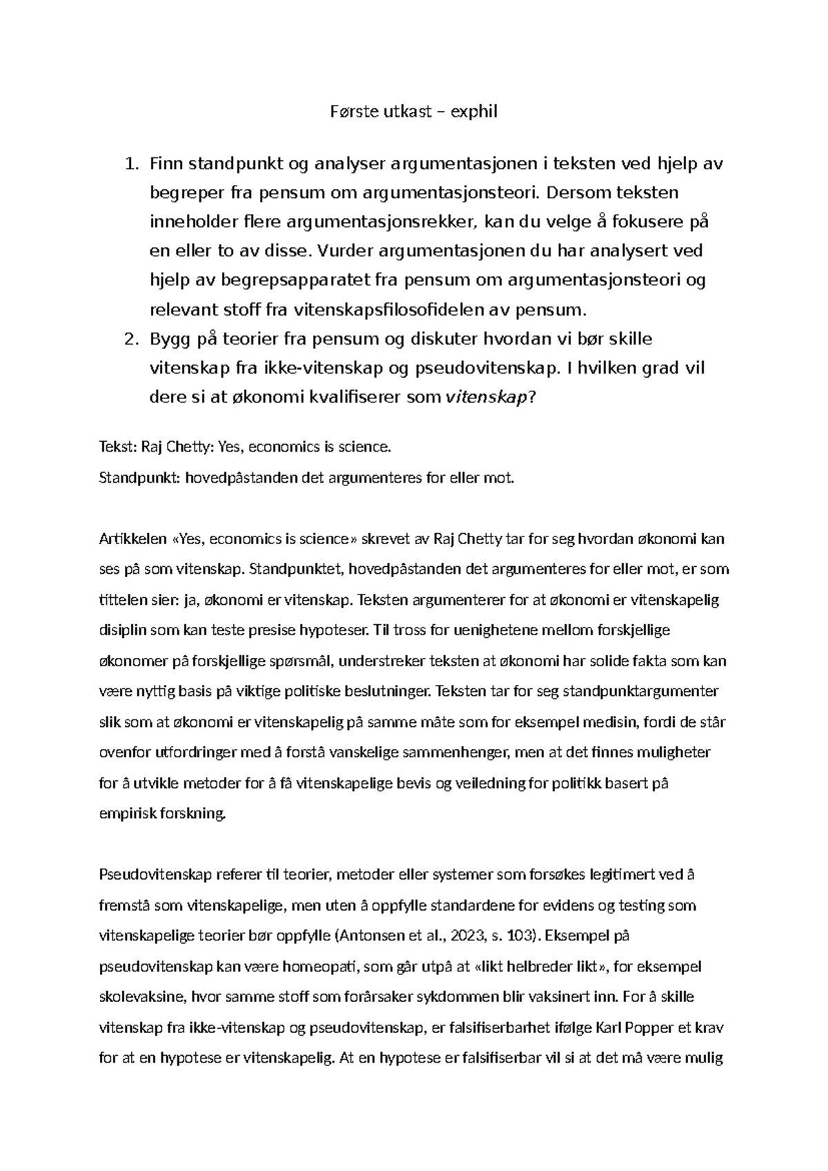 Første utkast exphil - Første utkast – exphil Finn standpunkt og analyser argumentasjonen i ...