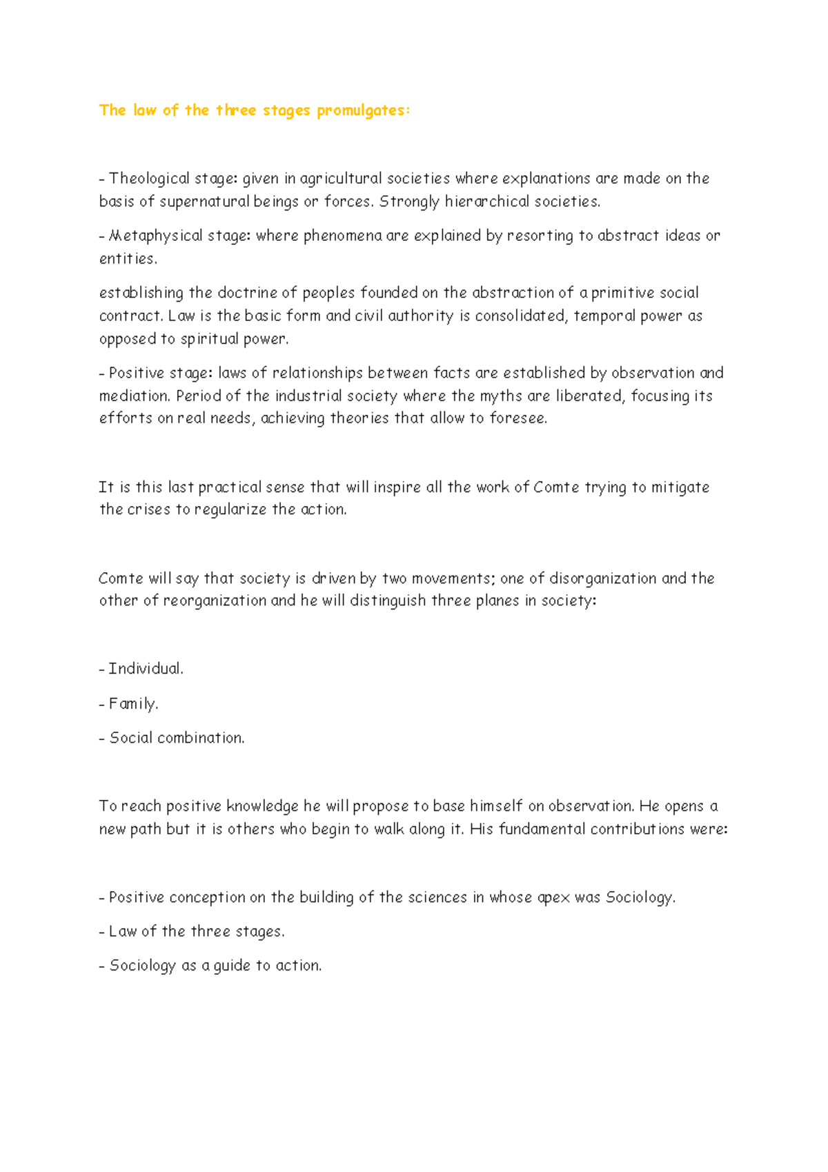 The law of the three stages promulgates 3 - The law of the three stages ...