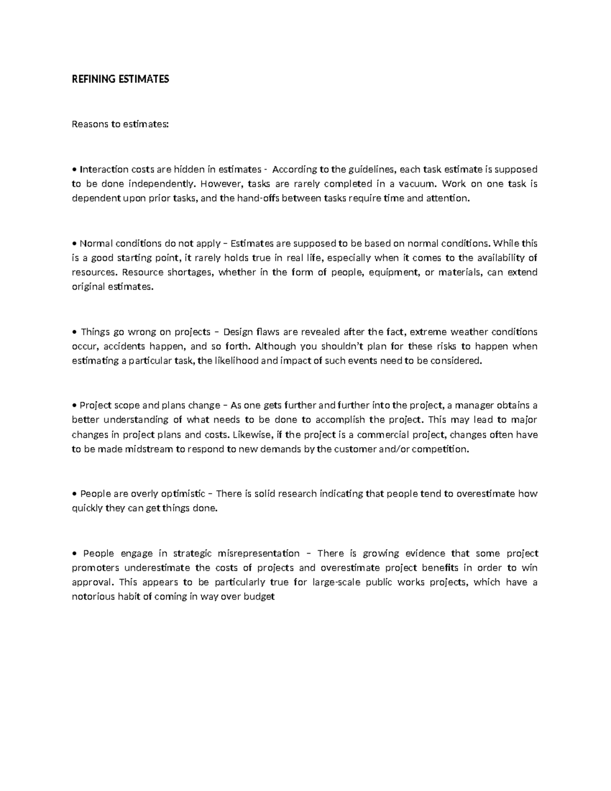 Refining estimates & Creating a database for estimating - REFINING ...