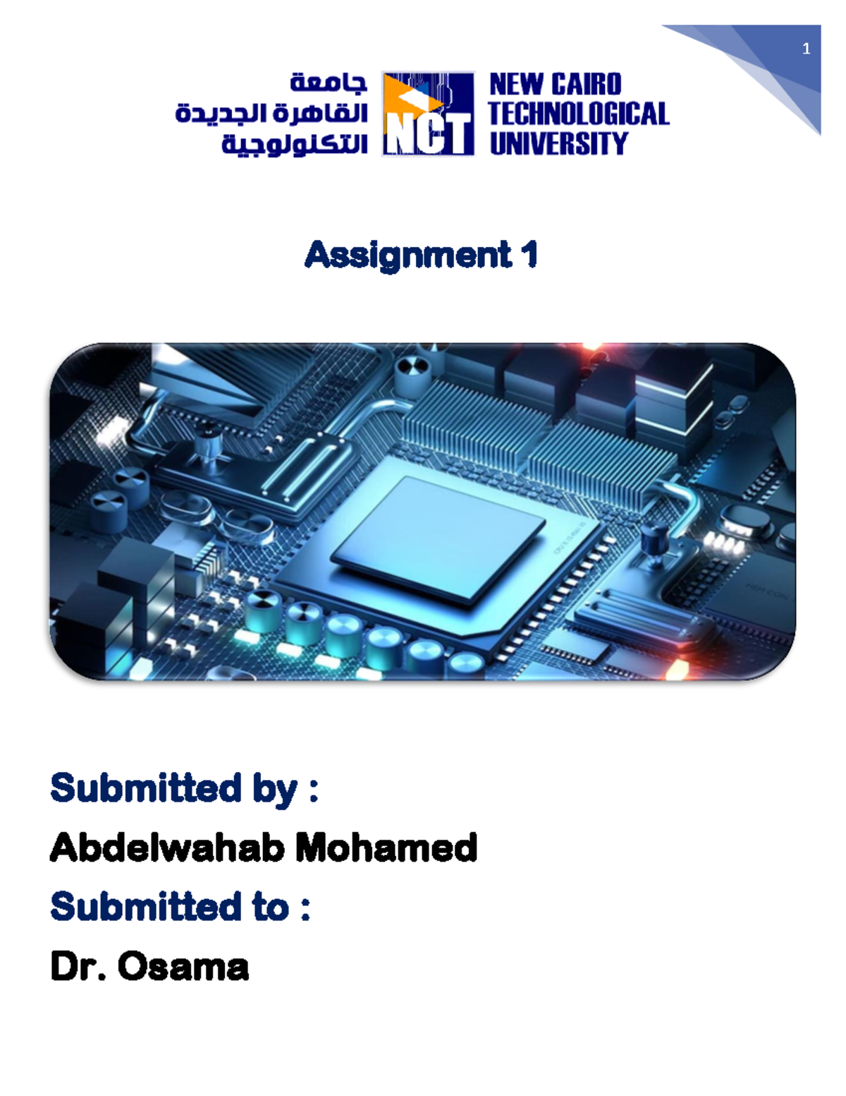 A - inf - Assignment 1 Submitted by : Abdelwahab Mohamed Submitted to : Dr. Osama Task 1 1 ...