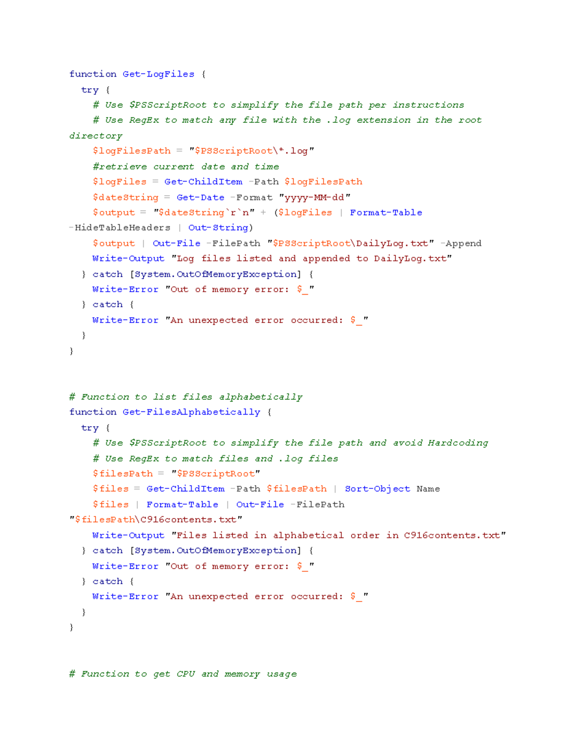 D411 - Task 1 - fixed - sample notes - function Get-LogFiles { try ...
