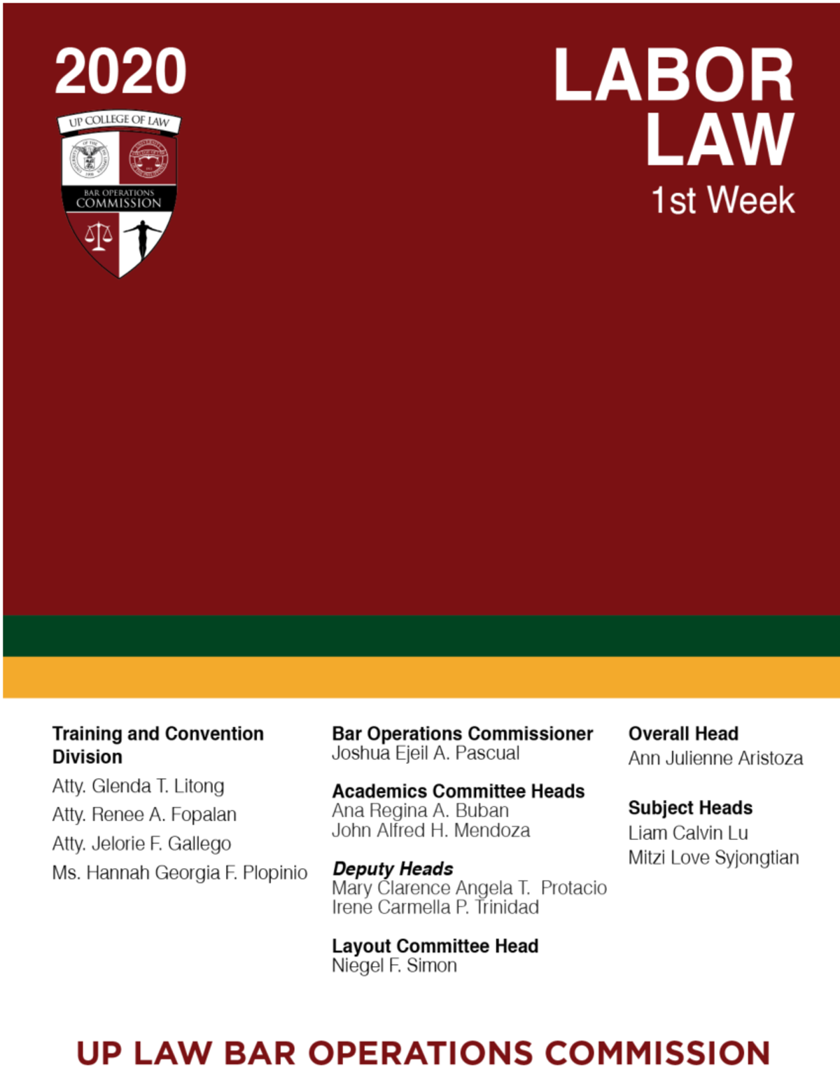 UP Bar Notes - 2020 Social Legislation - U. LAW BOC LABOR LAW U. LAW ...