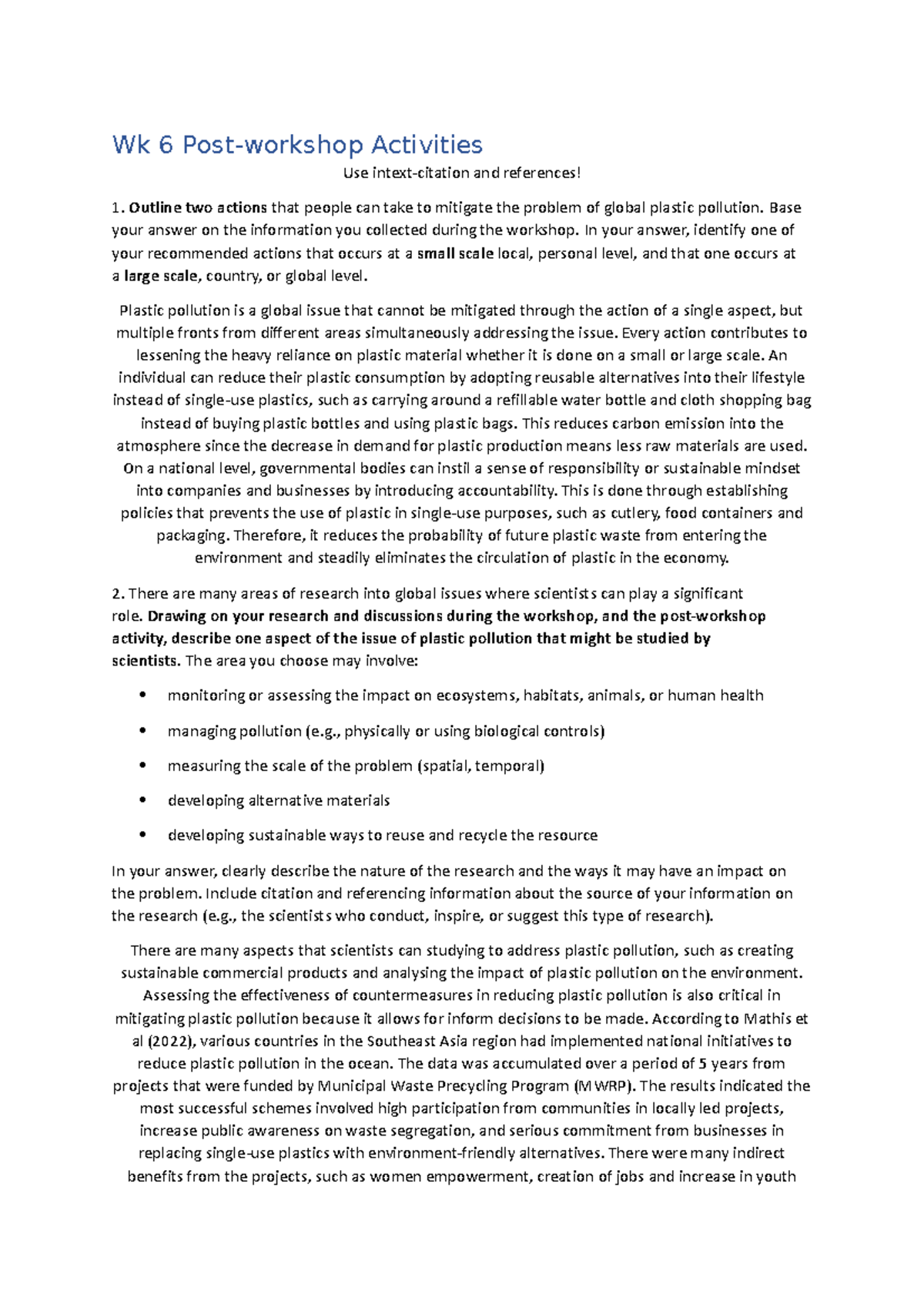 Wk 6 Post-workshop activities - Wk 6 Post-workshop Activities Use ...