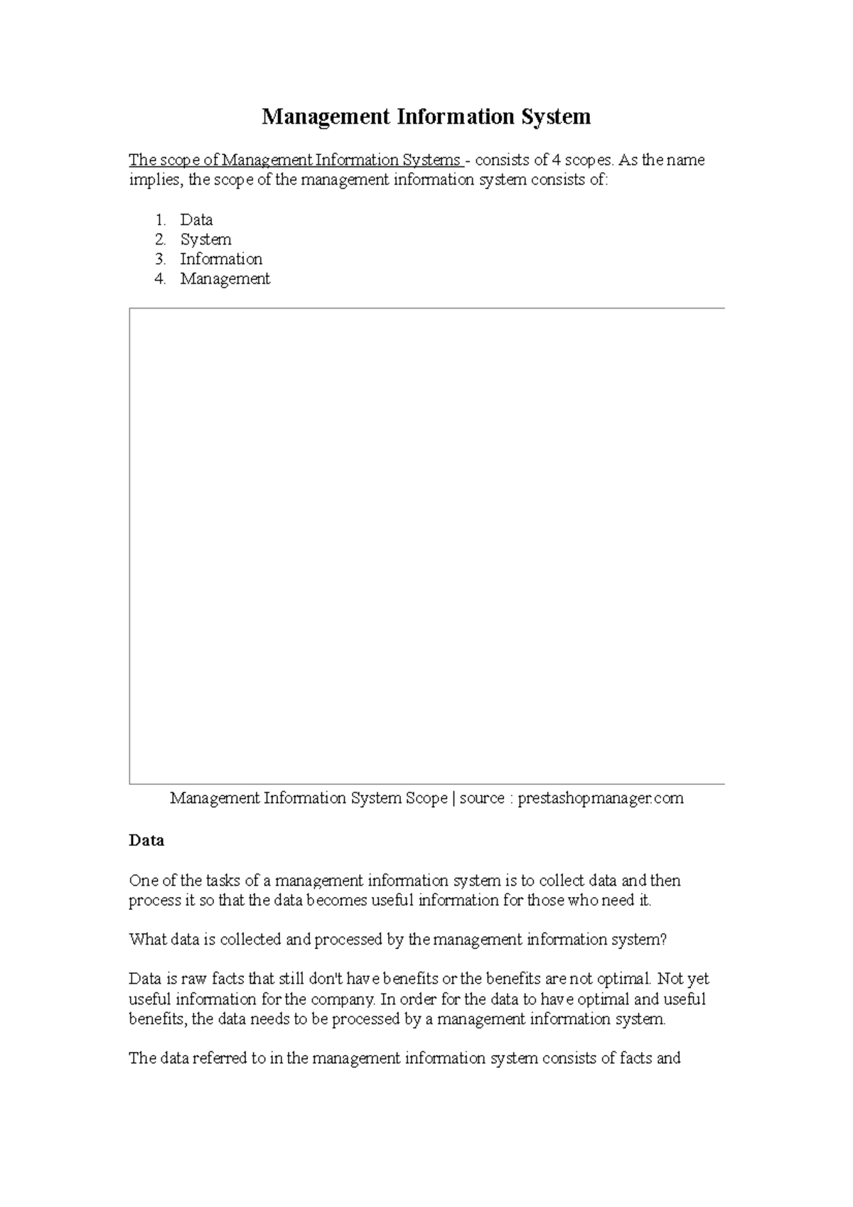 Management Information System - As the name implies, the scope of the ...