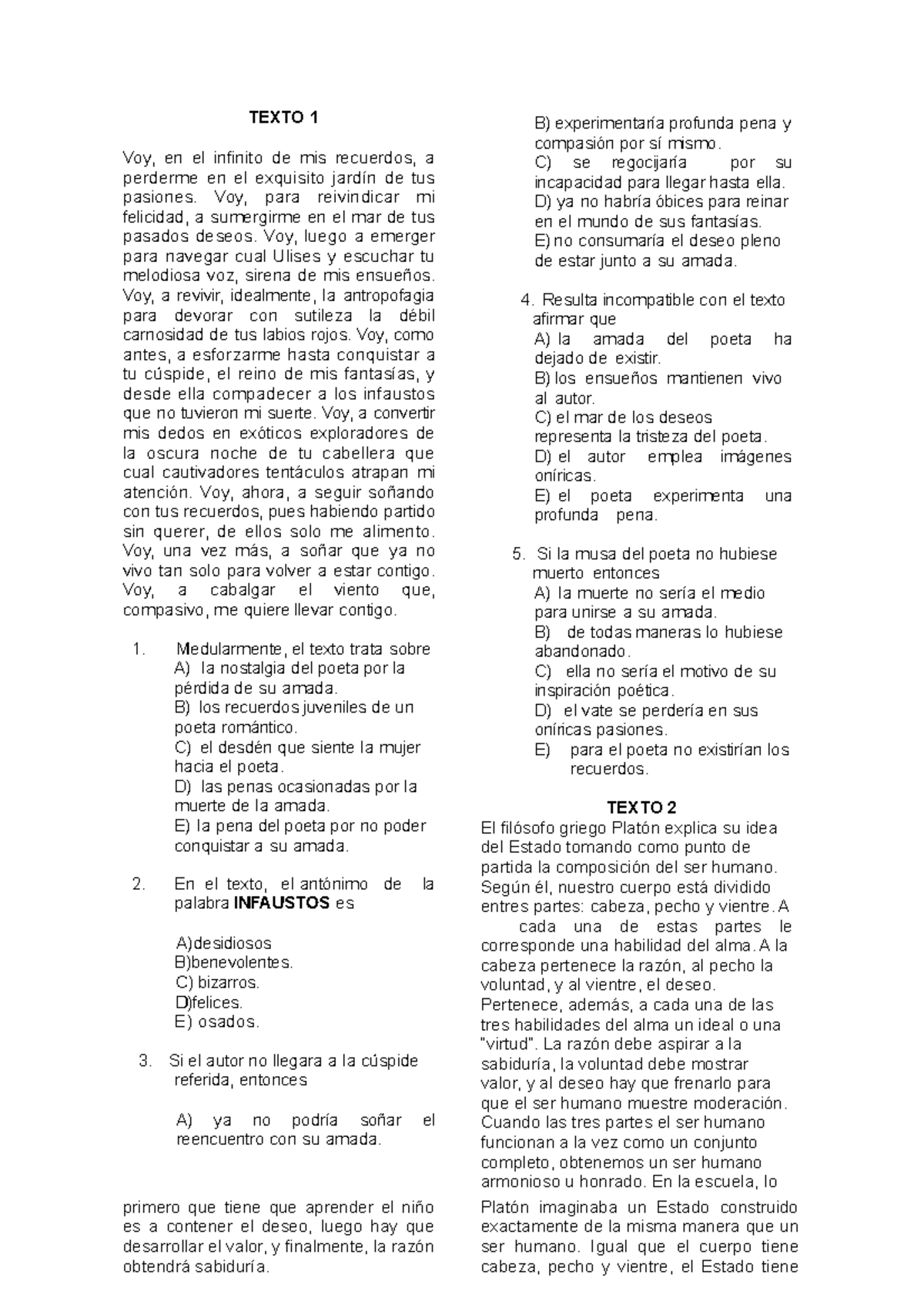Textos-1 - apuntes - TEXTO 1 Voy, en el infinito de mis recuerdos, a ...