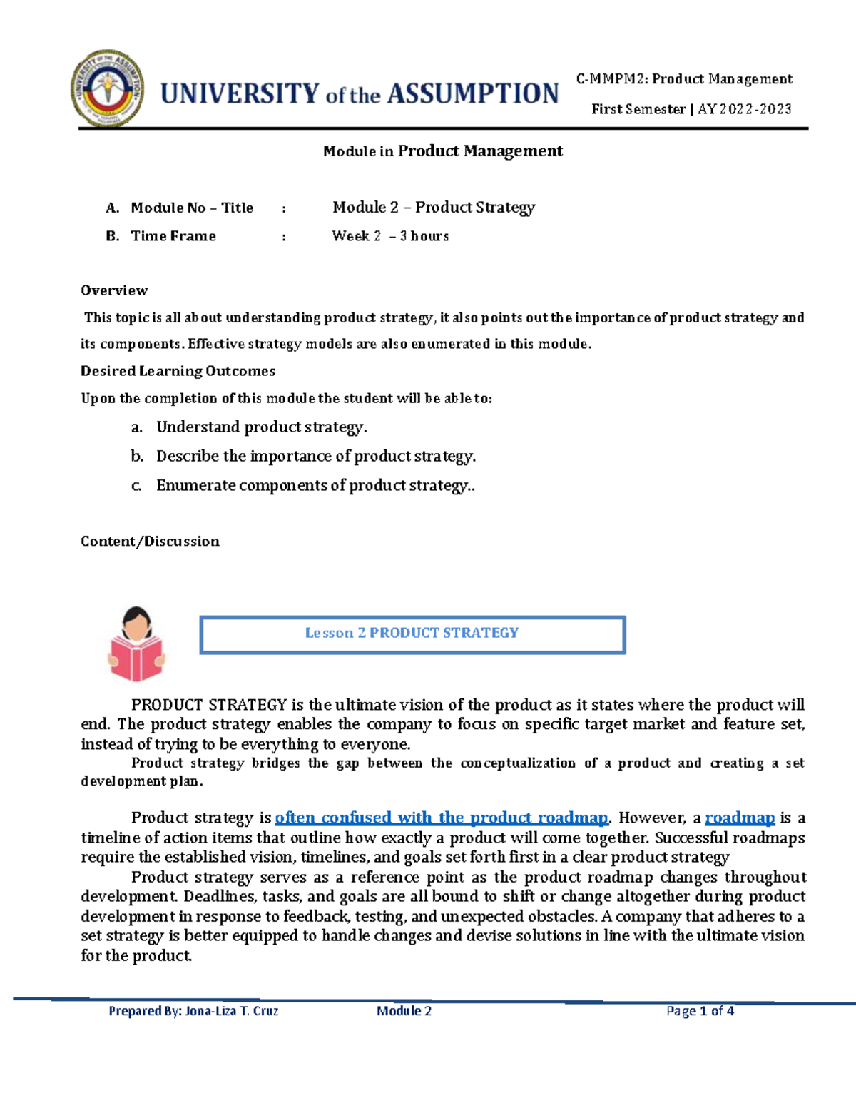 Module 2 - Product Management - First Semester | AY 2022- Module in ...