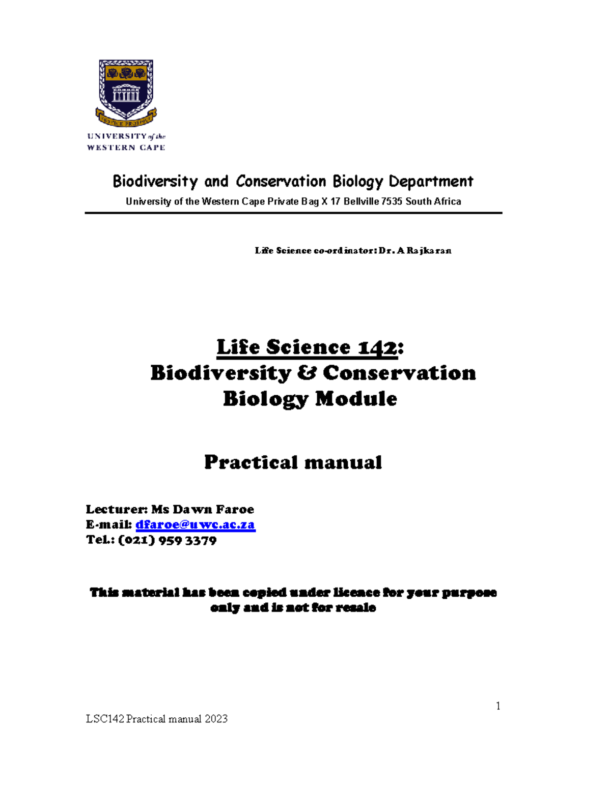 LSC142PRACreader 2023 aek DIV1 - 1 Biodiversity and Conservation ...