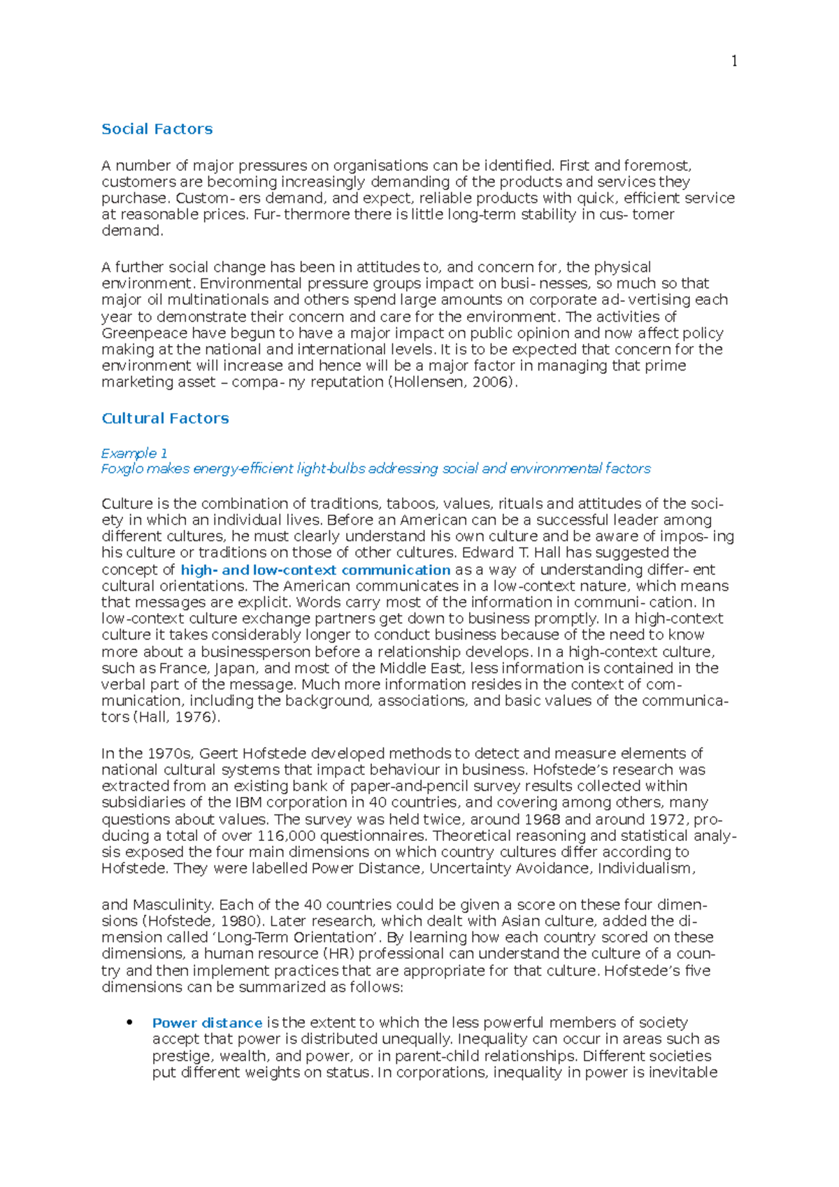 Notes-3 - Social and Cultural Factors - 1 Social Factors A number of ...