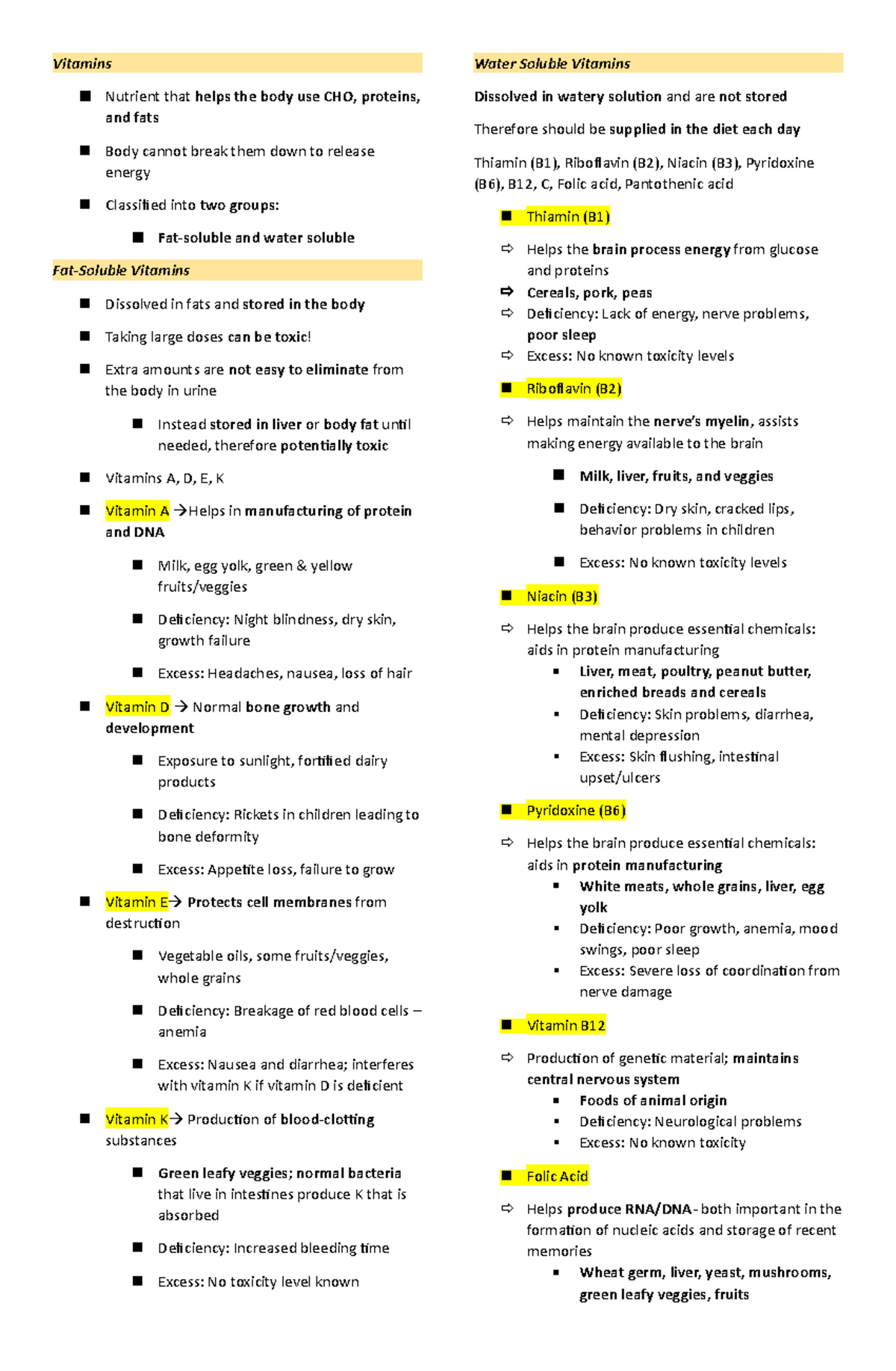 Basic-Nutrition - Finals Notes - Vitamins Nutrient that helps the body ...