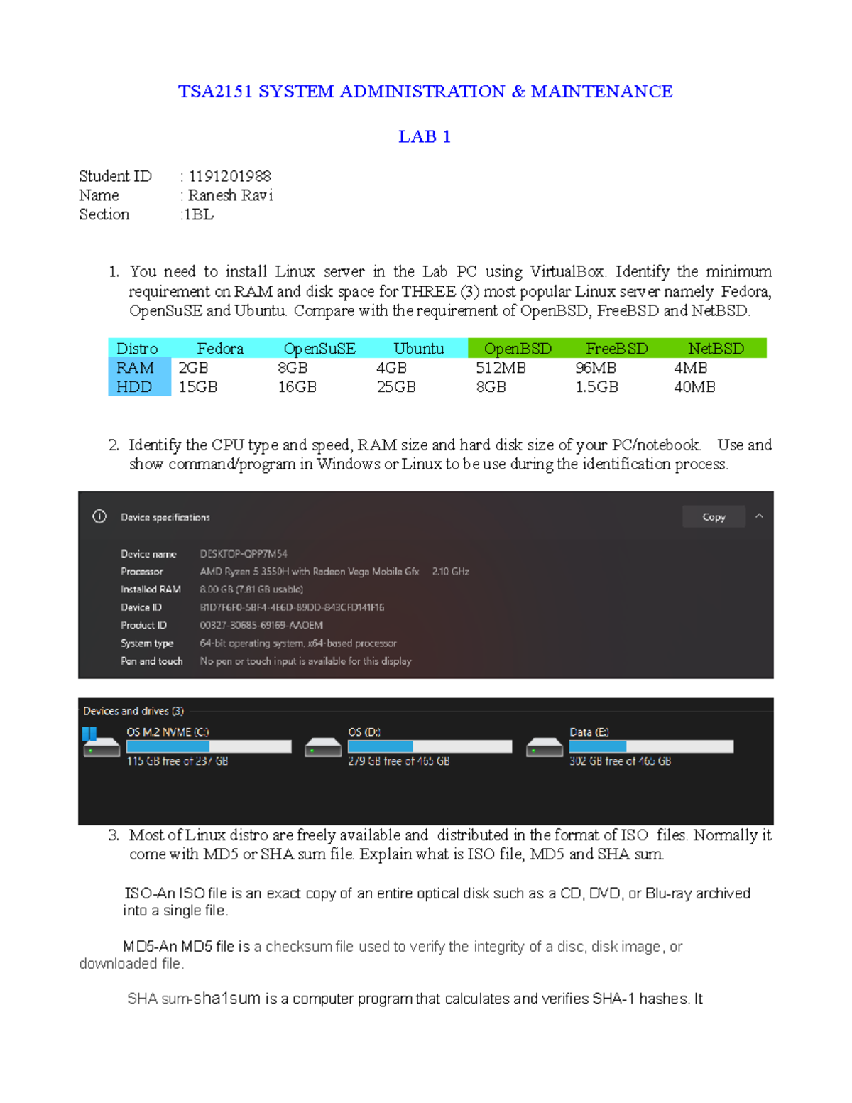 Lab01 Take A Look On This Lab Question Tsa2151 System Administration And Maintenance Lab 1