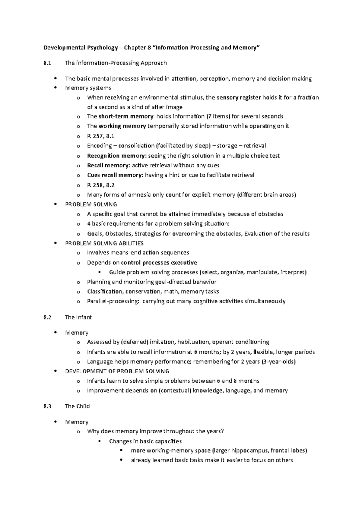 Chapter 8 - Information Processing and Memory - Developmental Psychology – Chapter 8 ...