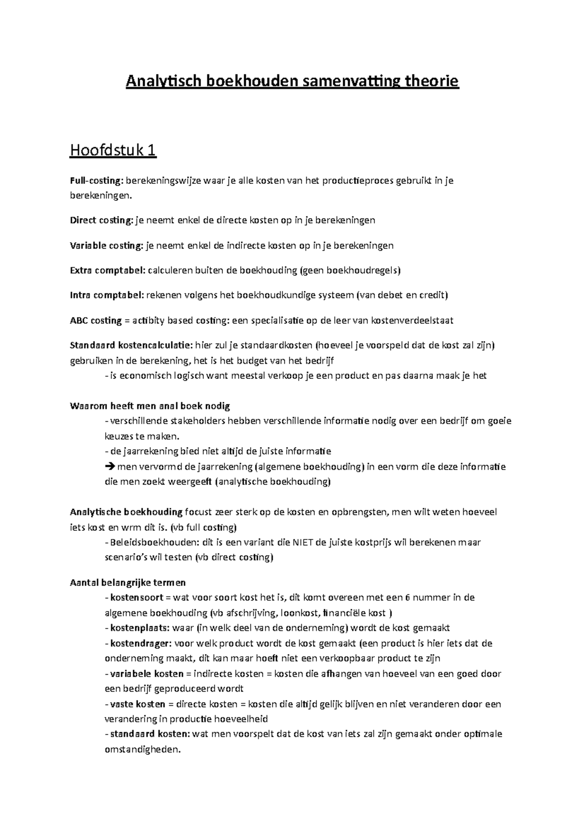 analytisch-boekhouden-samenvatting-2013.docx - Analytisch boekhouden samenvatting theorie ...