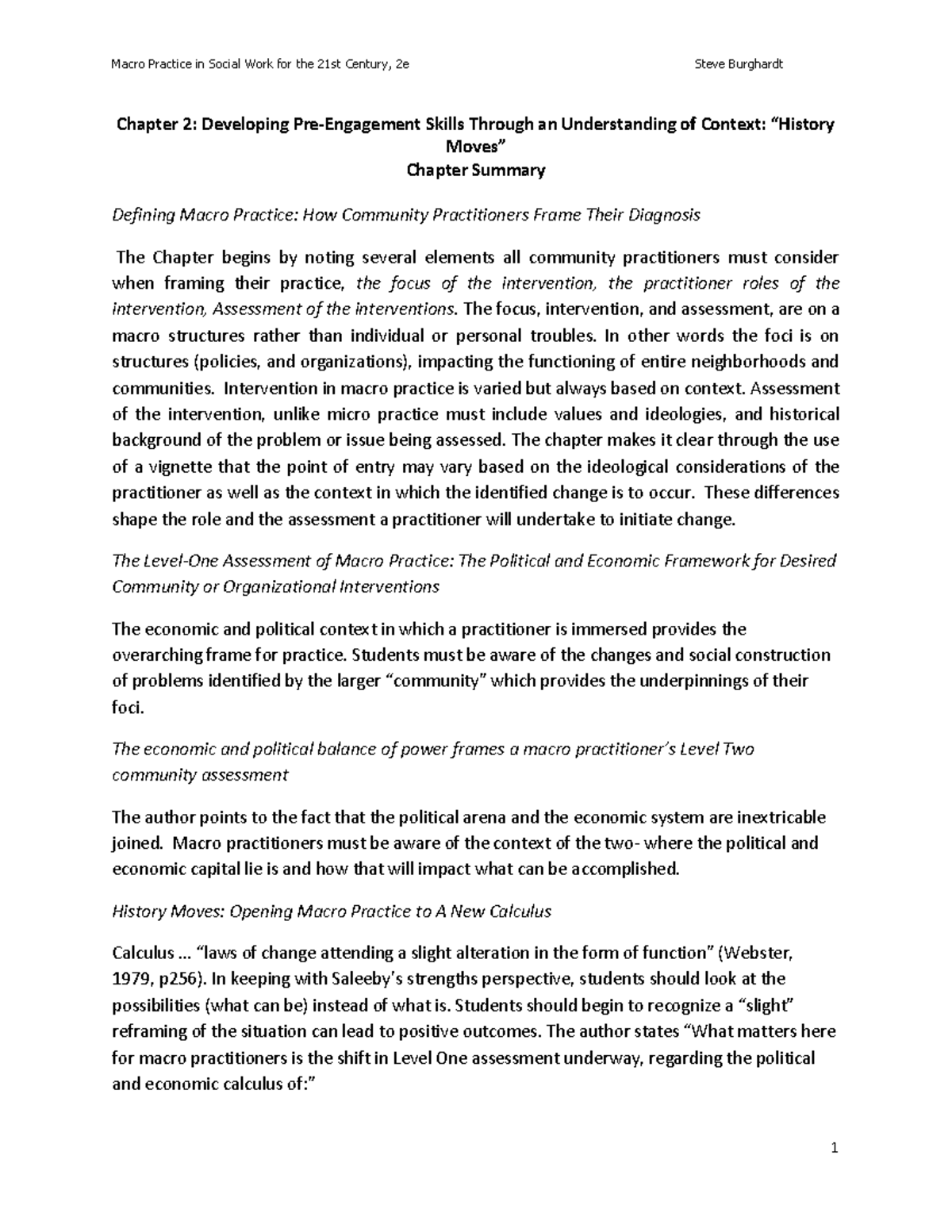 Burghardt Chapter 2 Outline - Macro Practice in Social Work for the ...