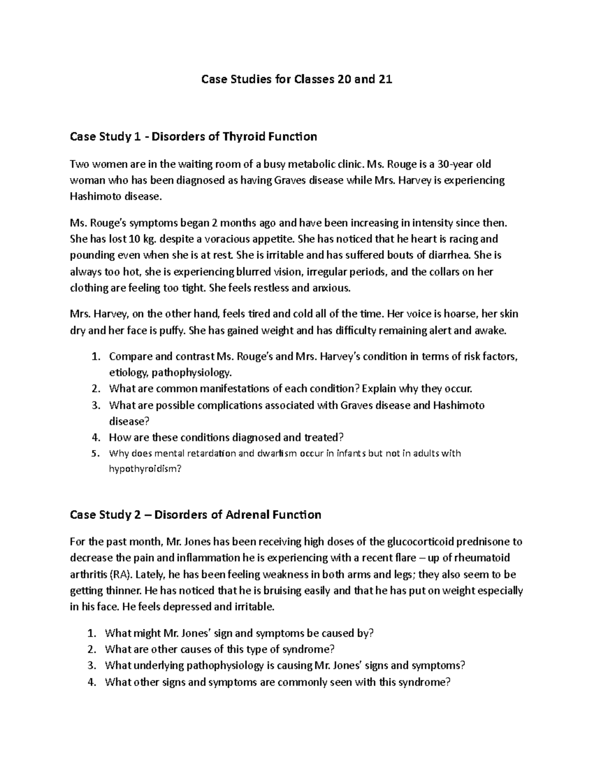 Case Studies for Classes 20 and 21 - Case Studies for Classes 20 and 21 ...