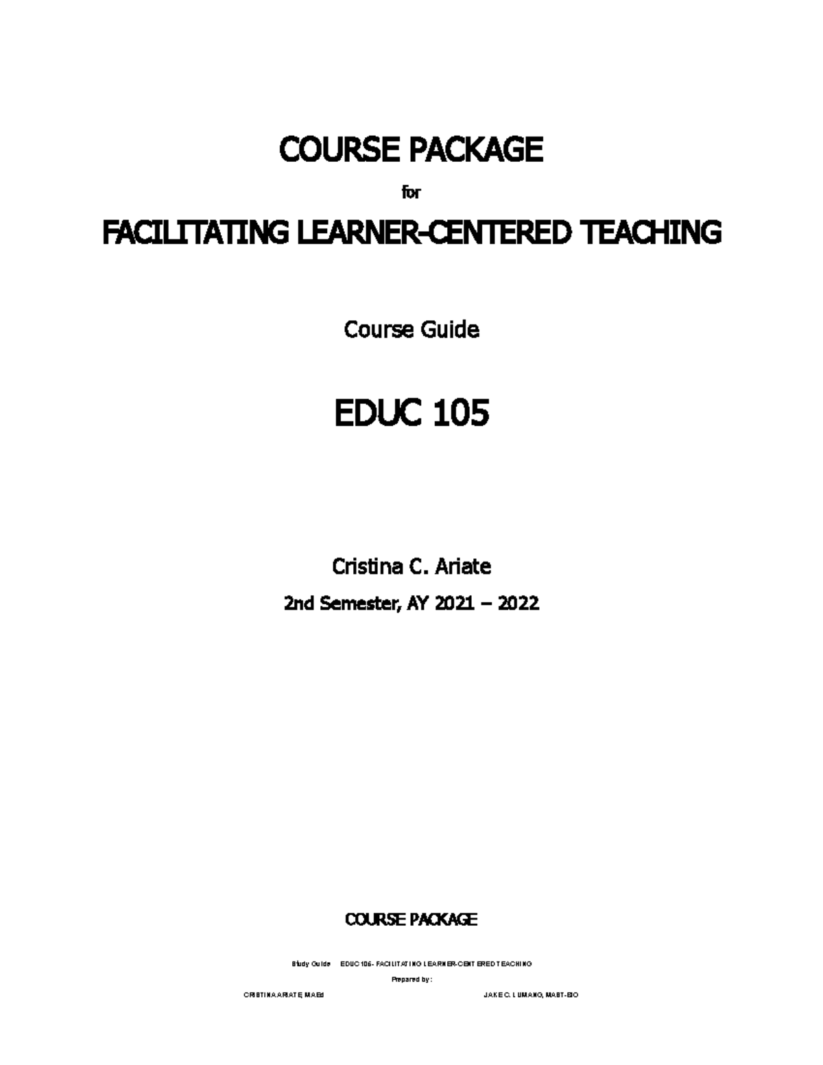 Course-PACK- Sample - The course deals with the fundamental principles ...