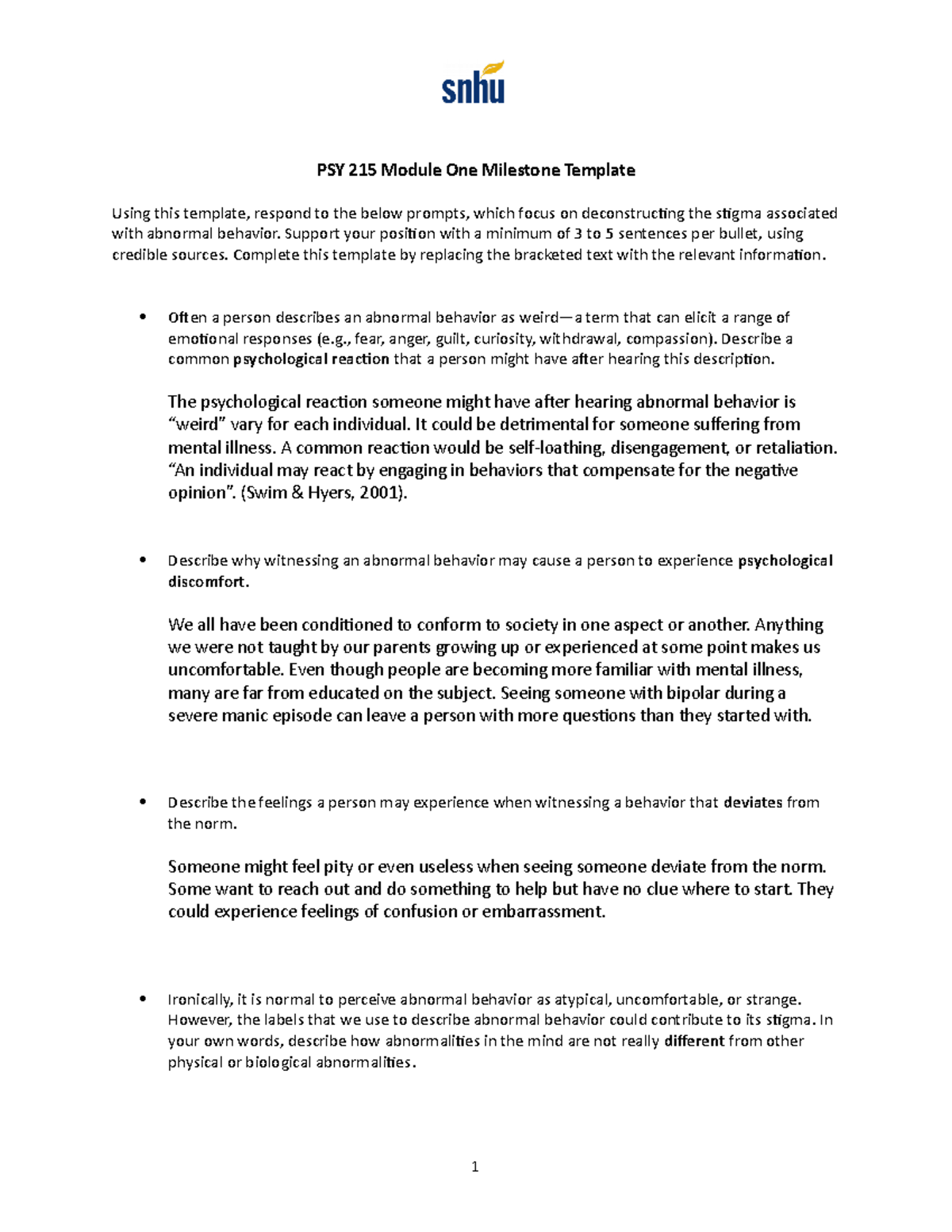 Module One Milestone Template - Support your position with a minimum of ...
