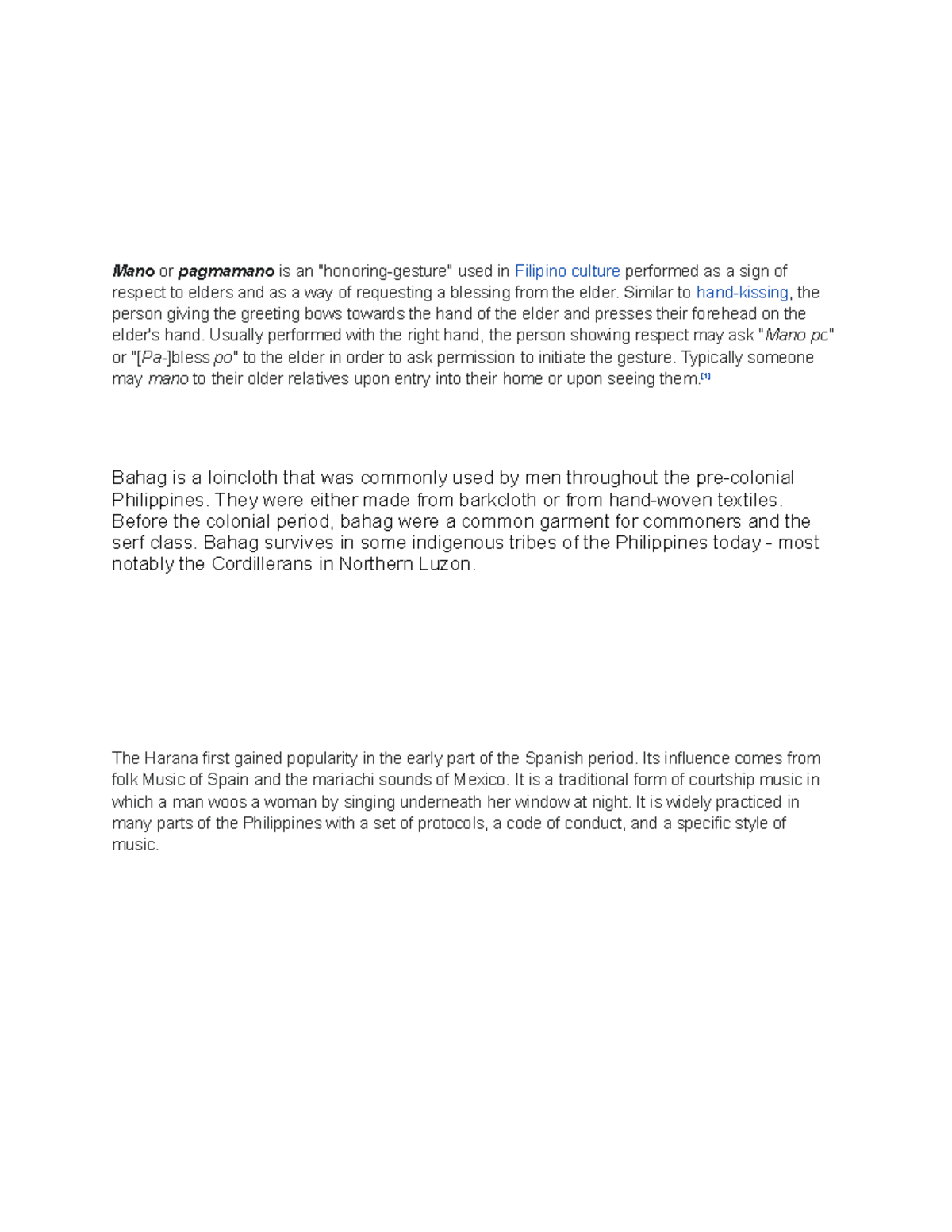 Culture ph 123 explanaiton - Mano or pagmamano is an "honoring-gesture ...