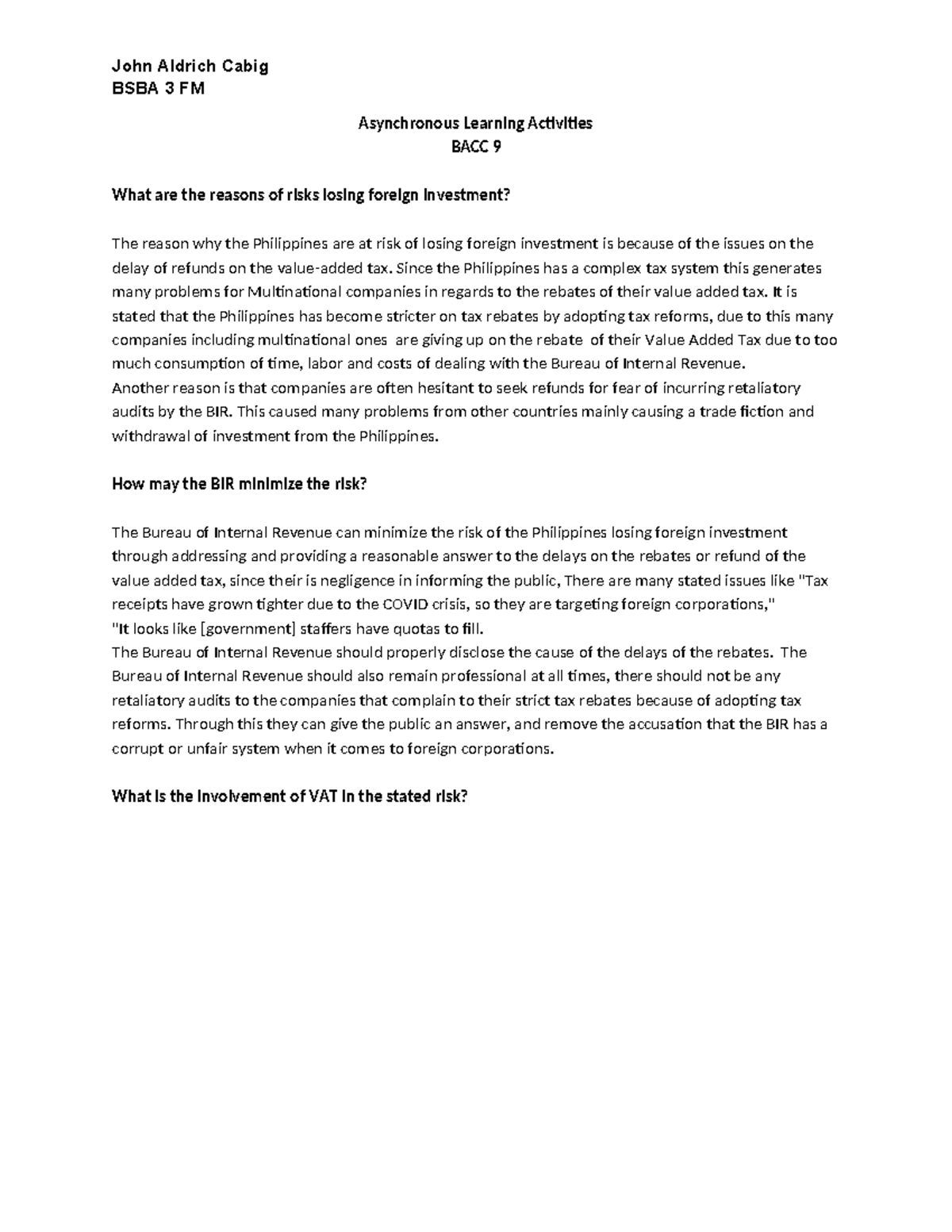 Asynchronous-Learning-Activities - John Aldrich Cabig BSBA 3 FM ... Asynchronous-Learning-Activities - John Aldrich Cabig BSBA 3 FM ...