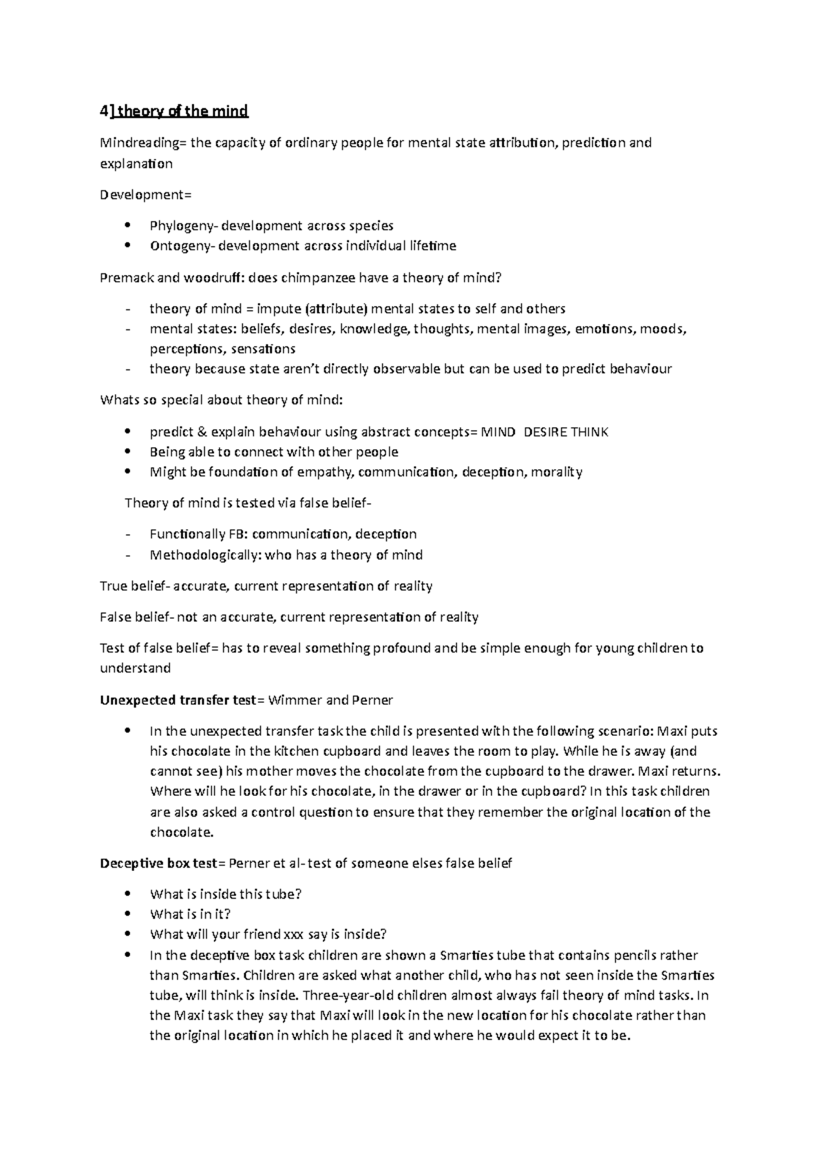 4 theory of mind - basic notes - Lincoln - Studocu