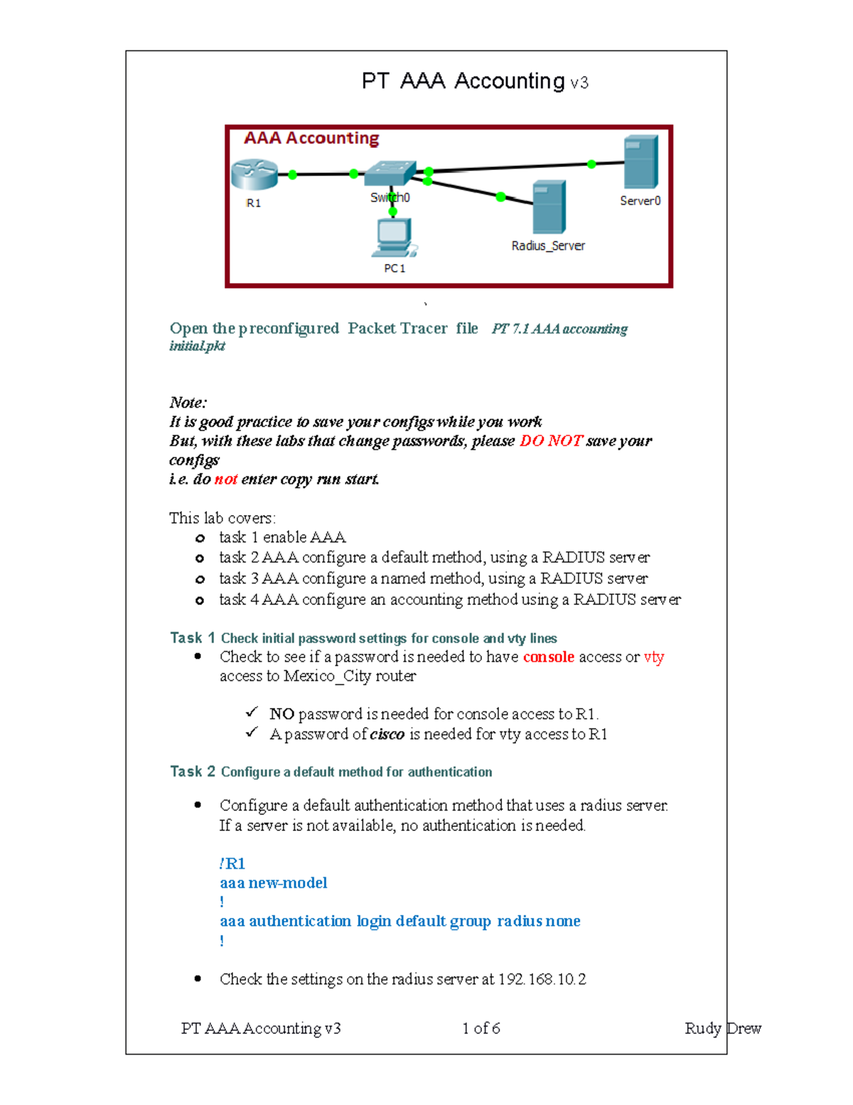 PT AAA Accounting v3 - Good Luck - ` Open the preconfigured Packet ...