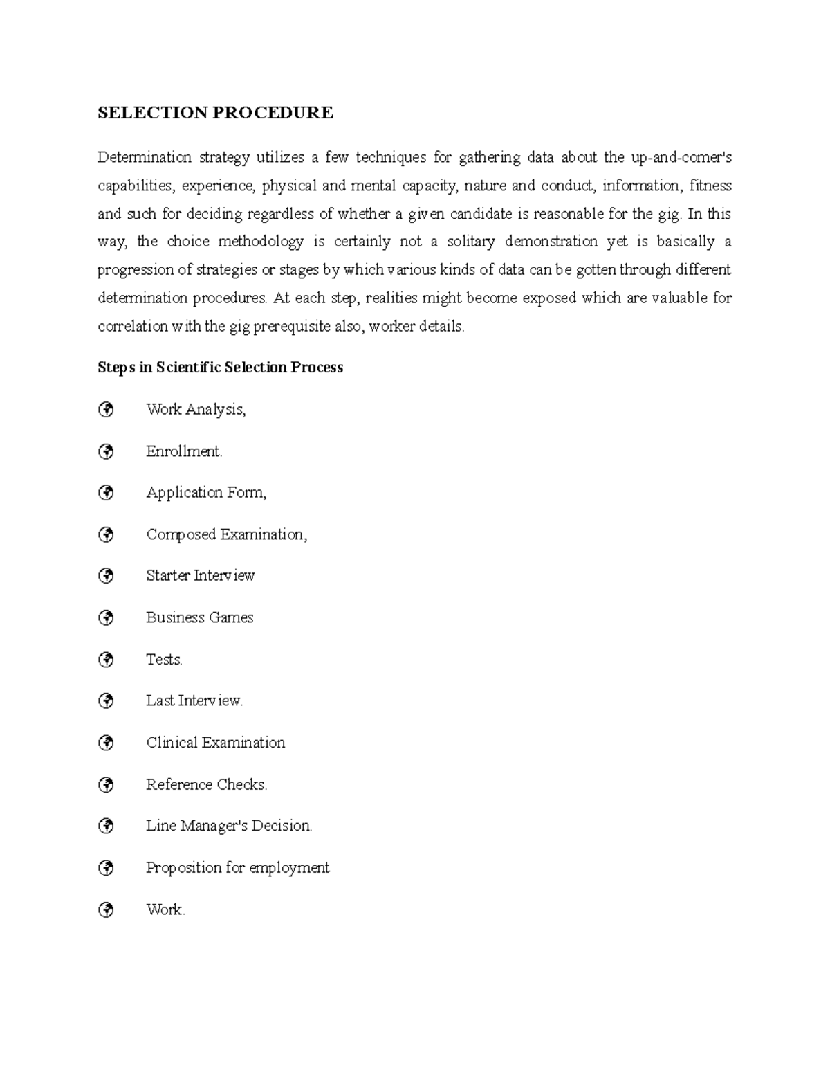 Selection Procedure - SELECTION PROCEDURE Determination strategy ...