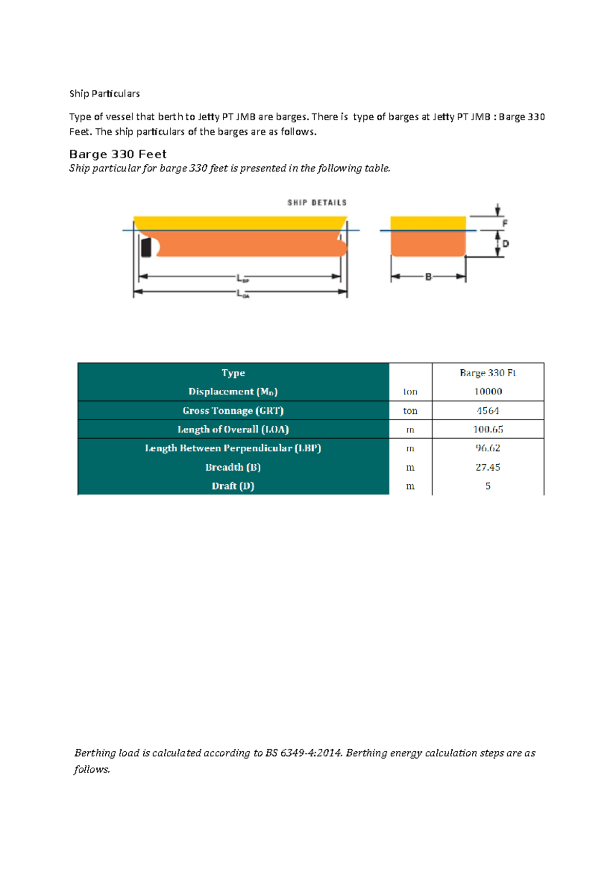 ADD INFO - SHIP - Ship Particulars Type of vessel that berth to Jetty ...