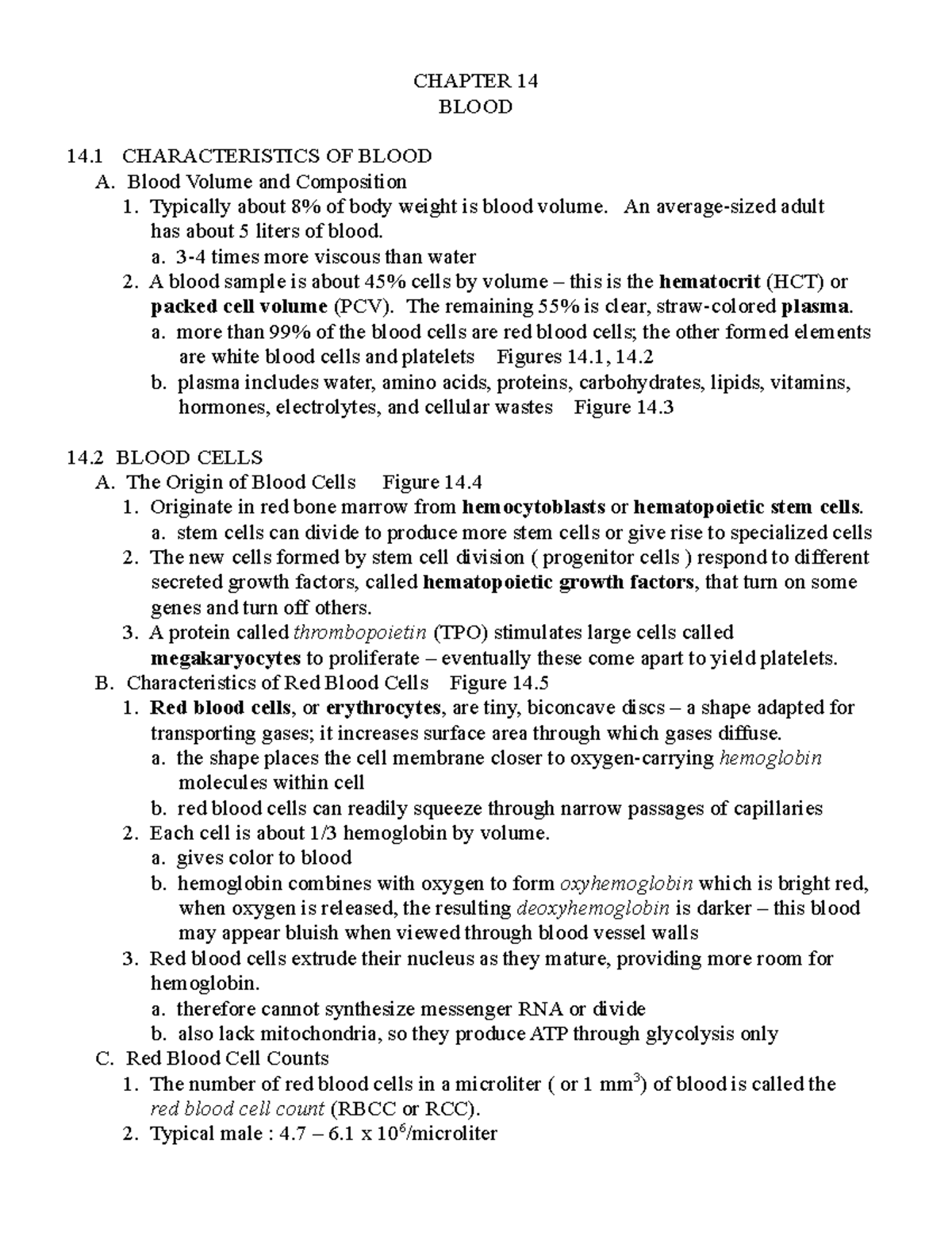 Chapter 14-227 - CHAPTER 14 BLOOD 14 CHARACTERISTICS OF BLOOD A. Blood ...
