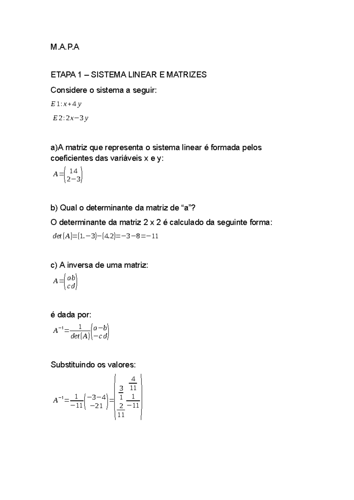 MAPA - Geometria Analítica E Álgebra Linear - ####### M.A.P ...