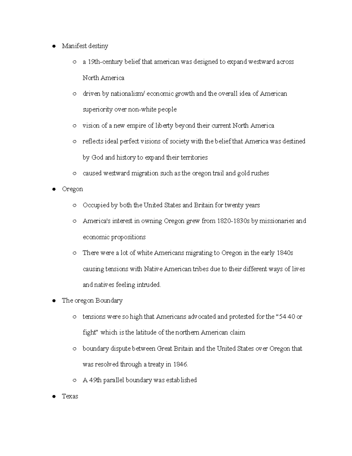 Manifest Destiny Notes - Manifest destiny a 19th-century belief that ...