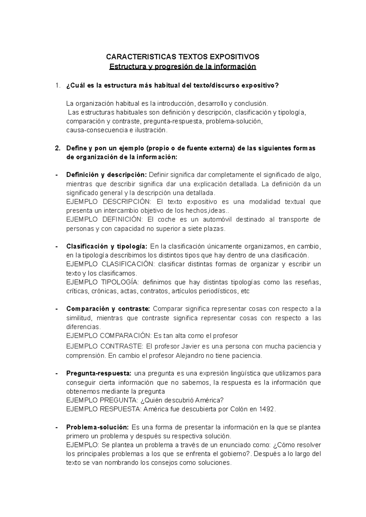 Practica 3 caracteristicas textos expositivos - CARACTERISTICAS TEXTOS EXPOSITIVOS Estructura y ...