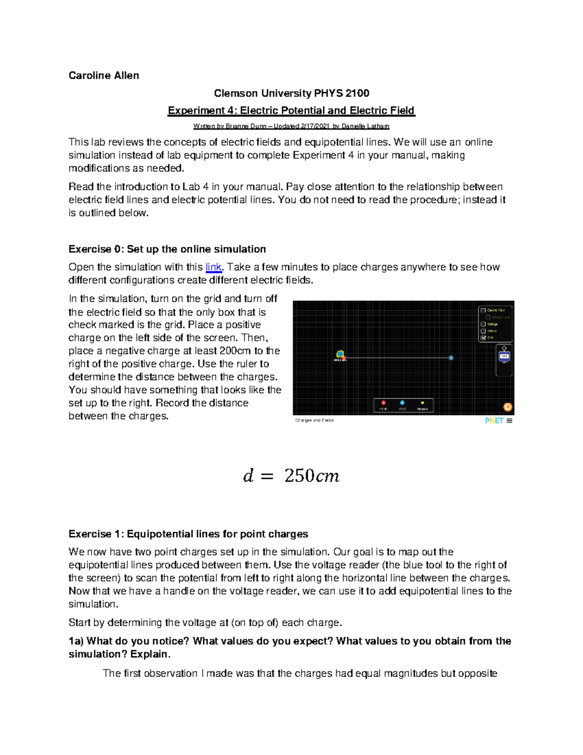 Lab 4 Electric Potential and Electric Field Worksheet-merged - Caroline ...