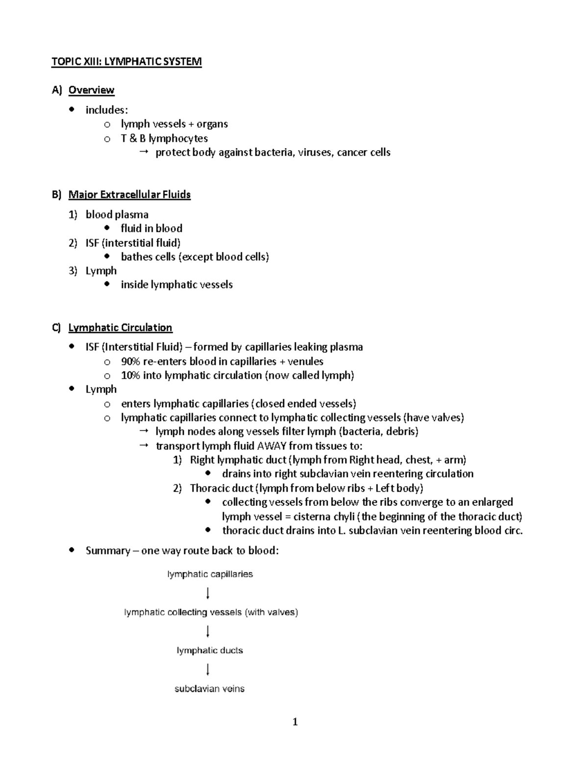13 - Topic XIII - Lymphatic System - 1 TOPIC XIII: LYMPHATIC SYSTEM A ...