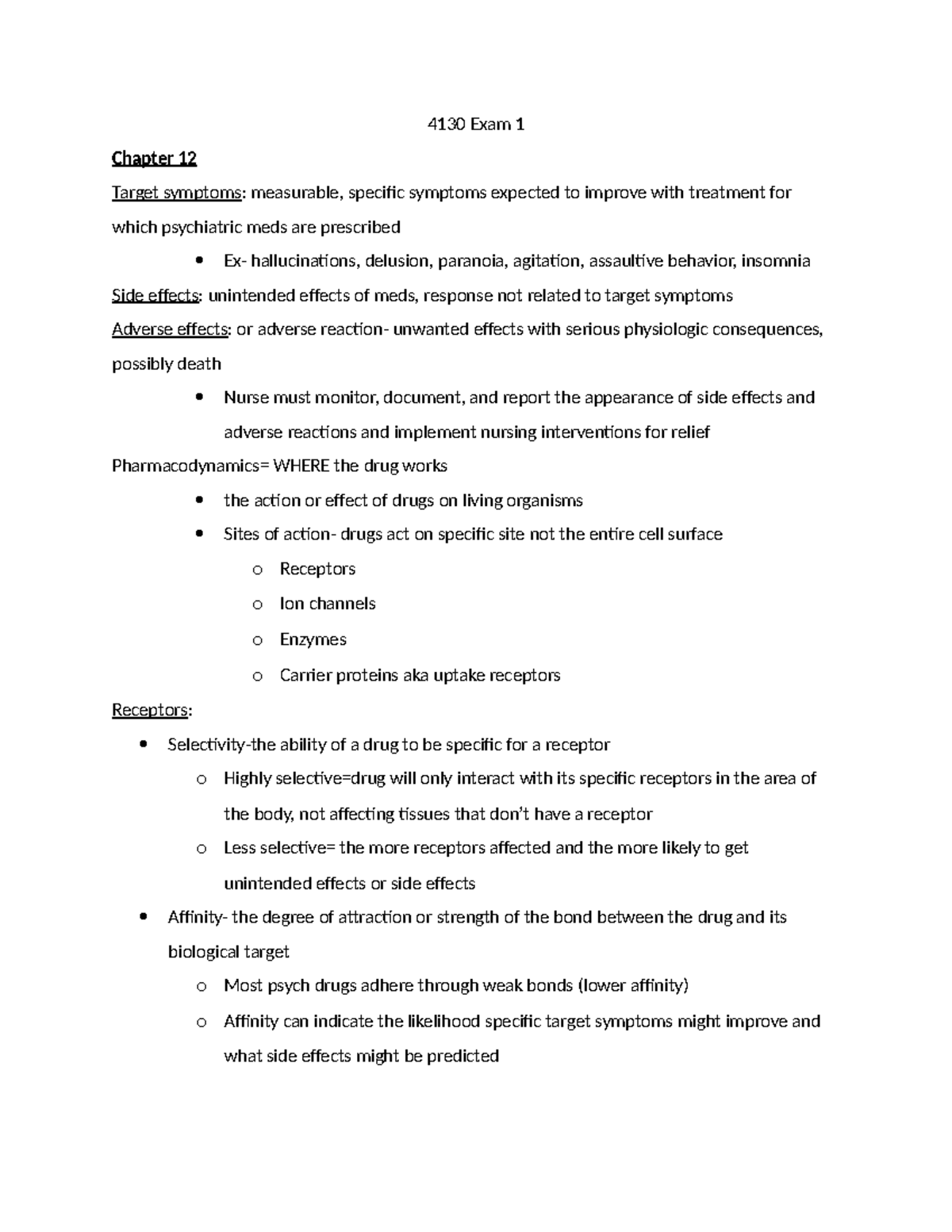 4130 Exam 1 copy - exam 1 review - 4130 Exam 1 Chapter 12 Target symptoms: measurable, specific ...