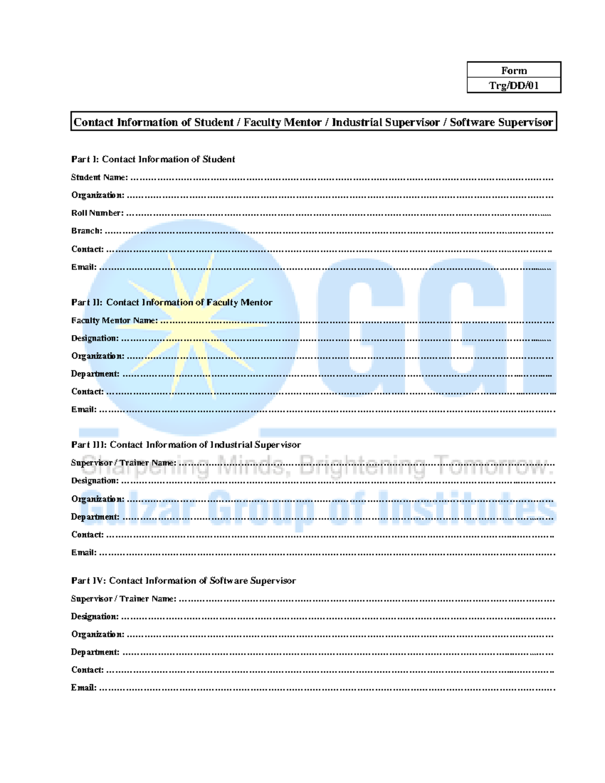 1. Daily Diary Formats GGI Six Months - Contact Information of Student ...