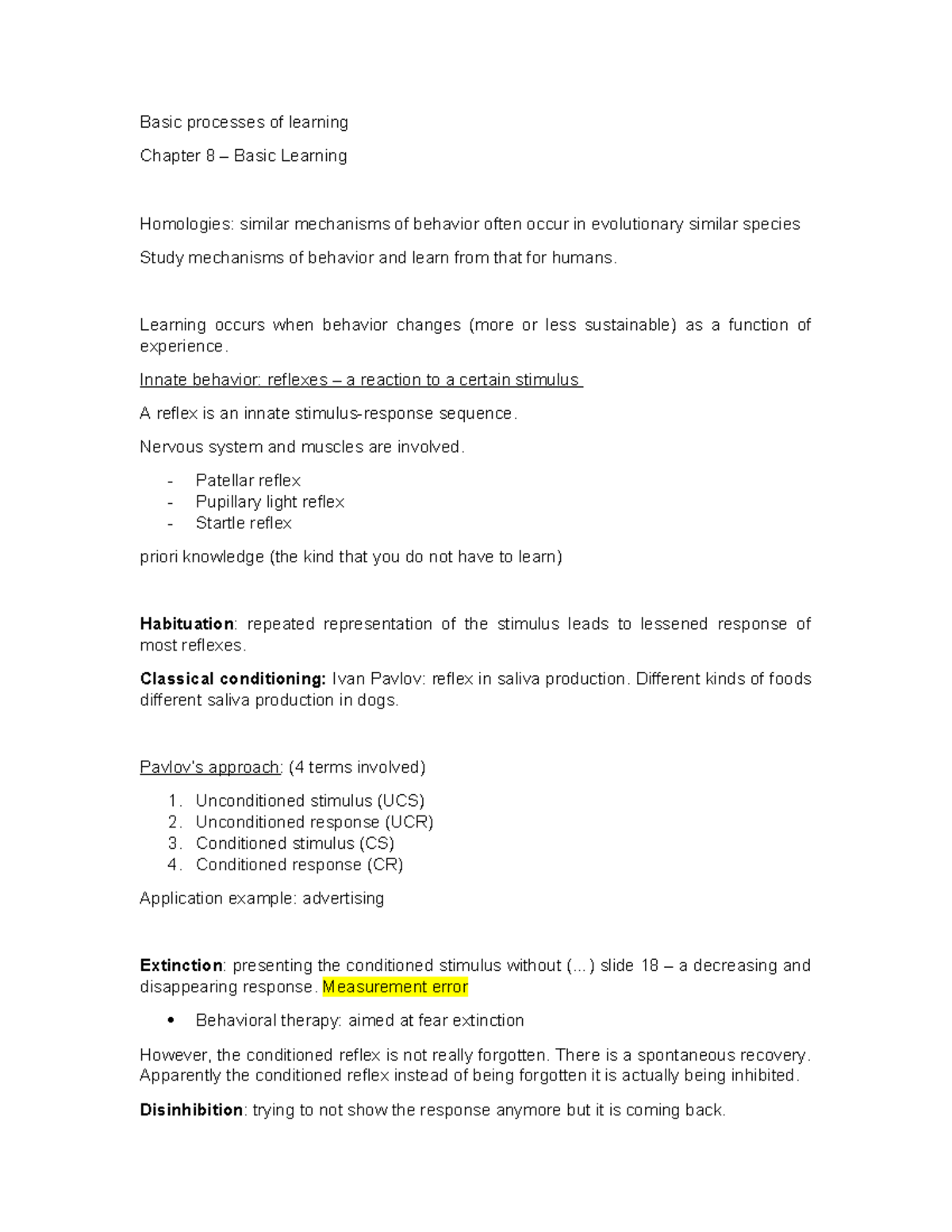 Lecture 4 Basic Process of Learning - Basic processes of learning Chapter 8 – Basic Learning ...