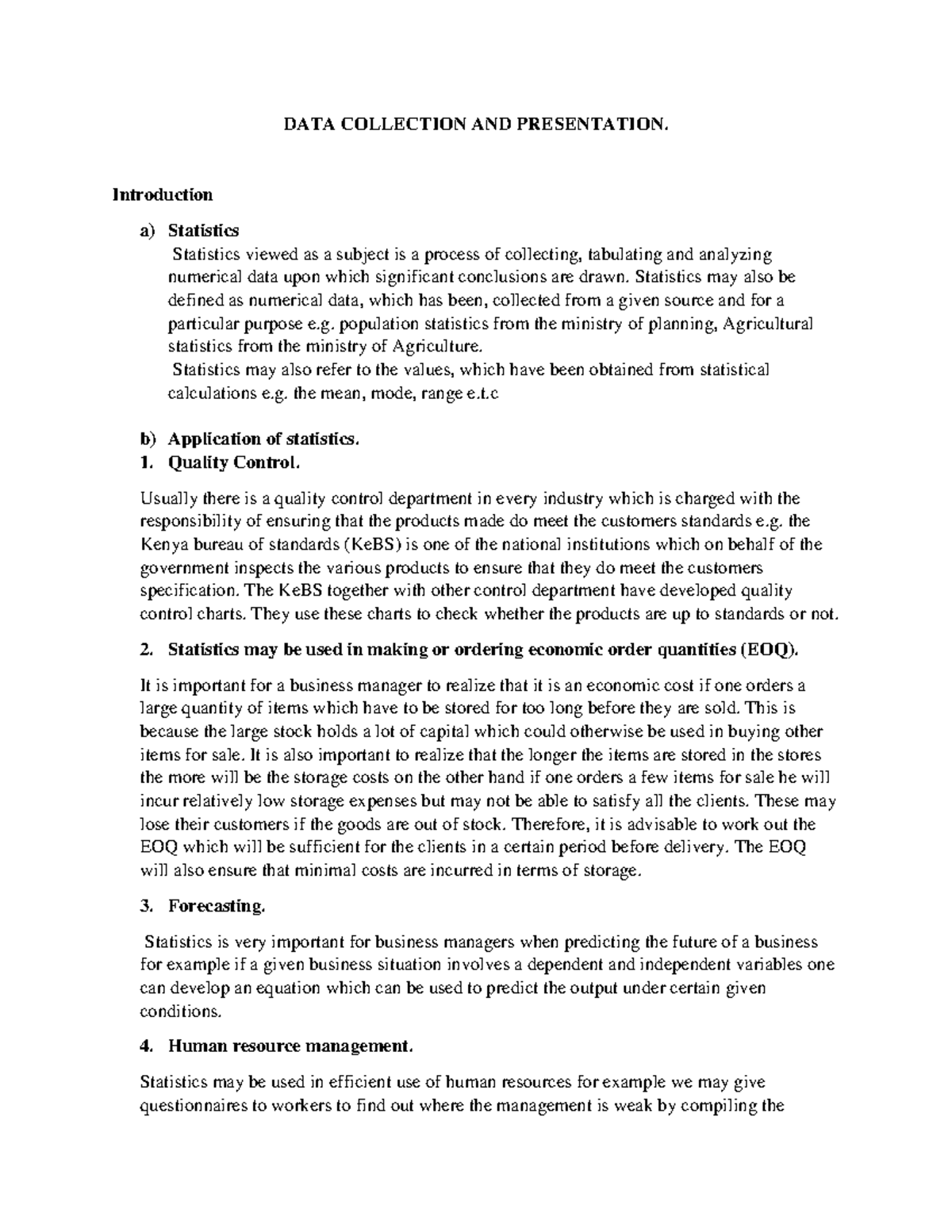 DATA Collection AND Presentation IN QUANTITATIVE TECHNIQUES - DATA ...