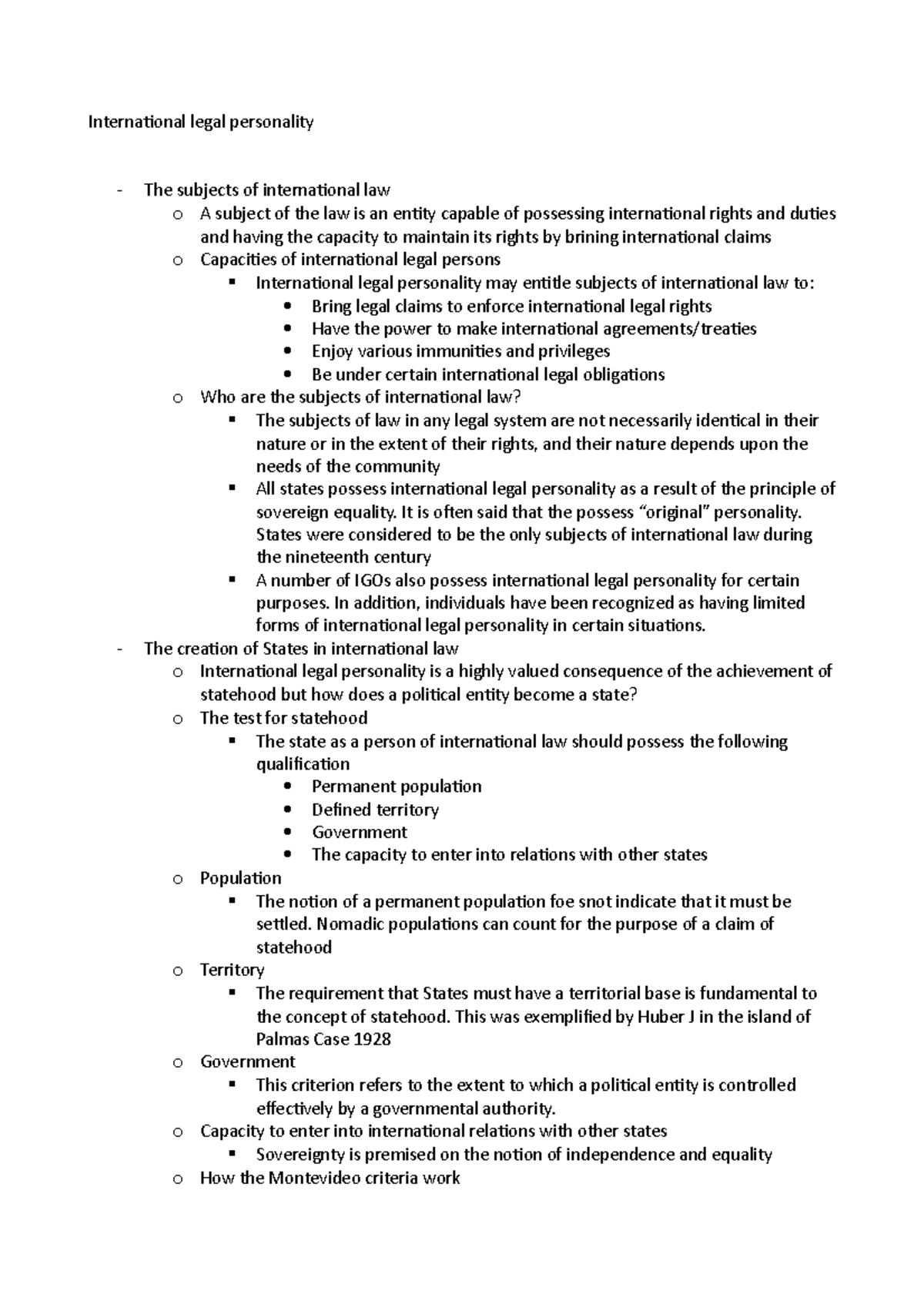 Lecture 4 - International legal personality - International legal ...