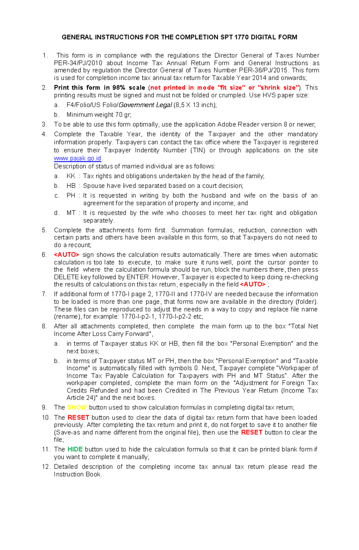 Pajak SPT 1770-2016 - GENERAL INSTRUCTIONS FOR THE COMPLETION SPT 1770 ...