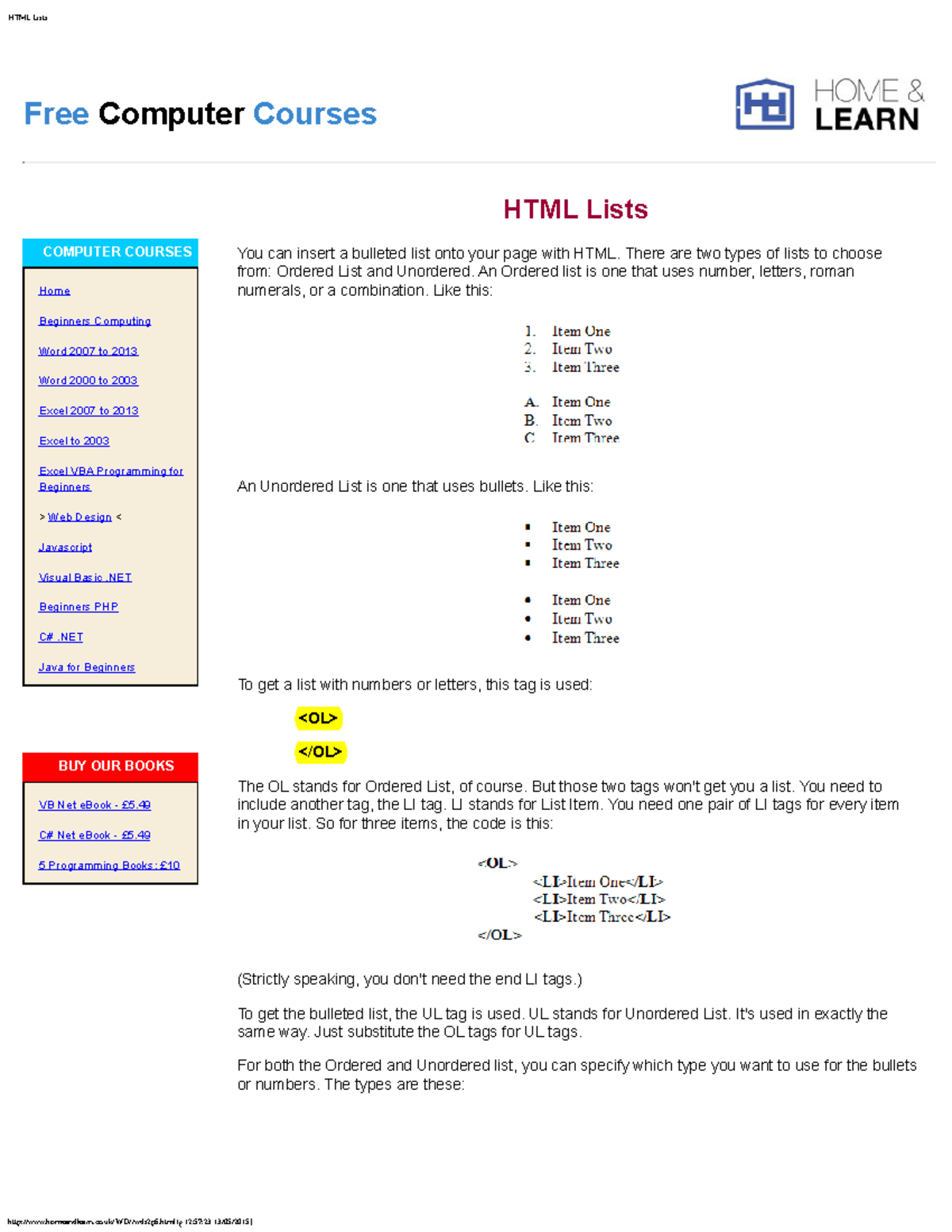 HTML4-lists - Good good very good good - HTML Lists homeandlearn.co/WD ...