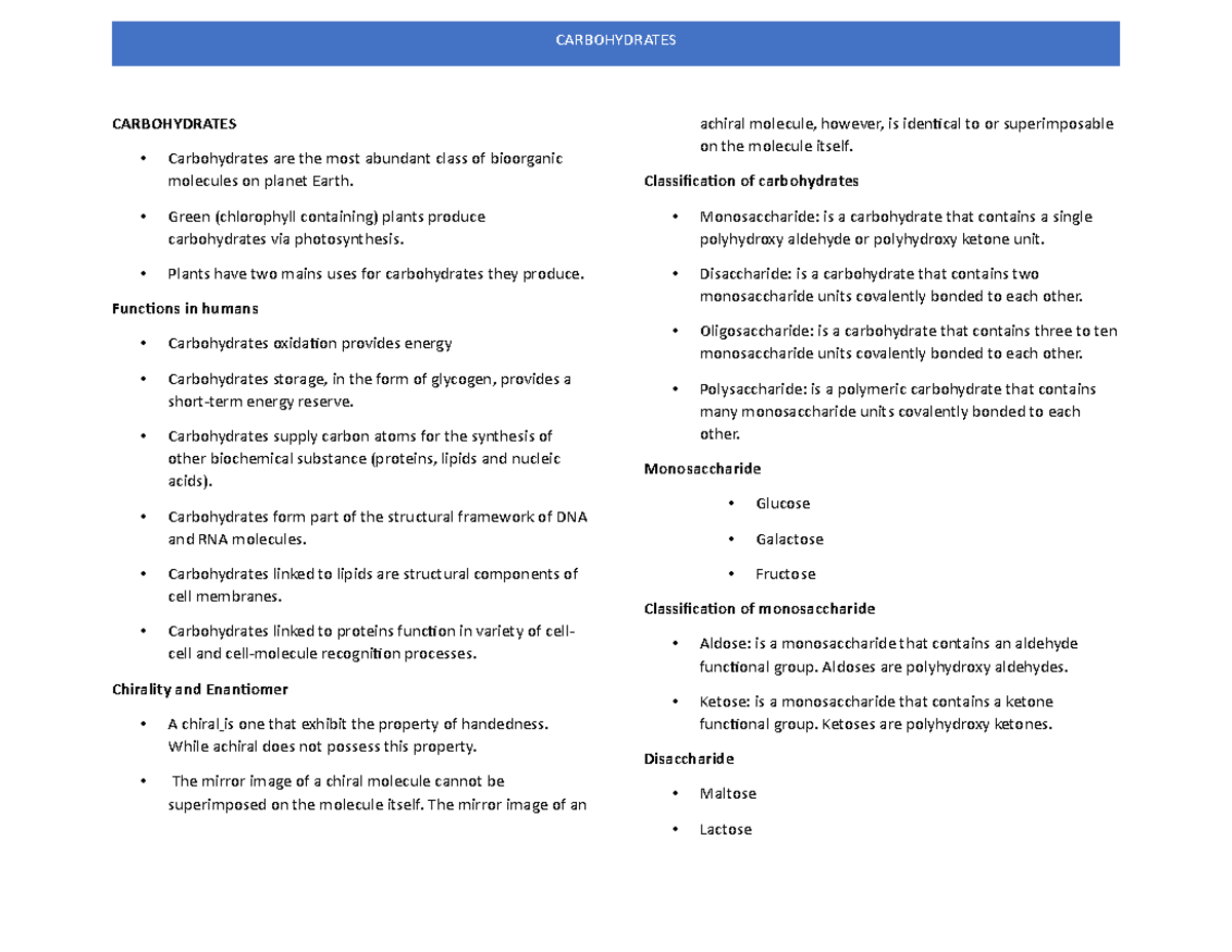 Carbohydrates - Simplest and understandable lecture notes for ...