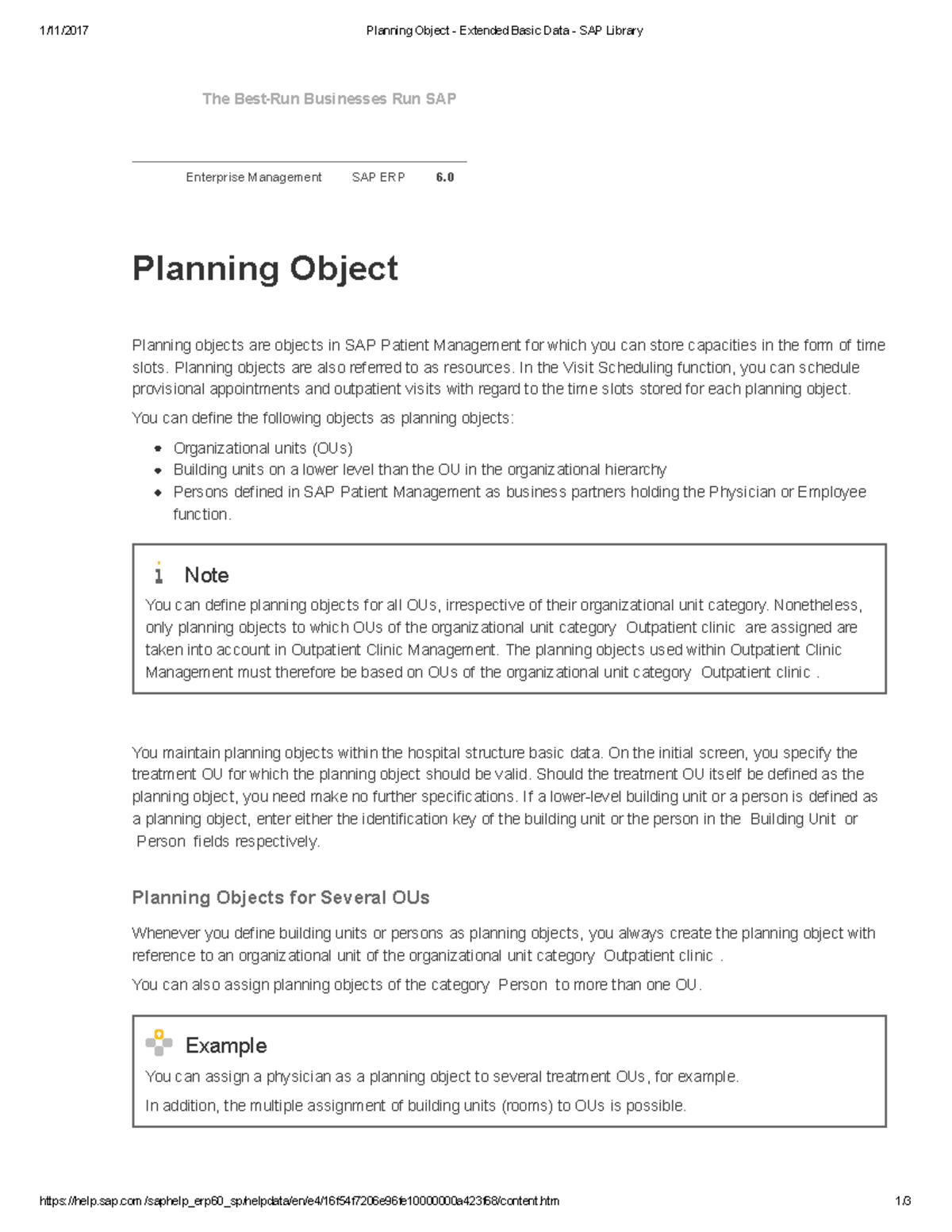 SAP Planning Object - Healthcare Class Materials - 1/11/2017 - Studocu